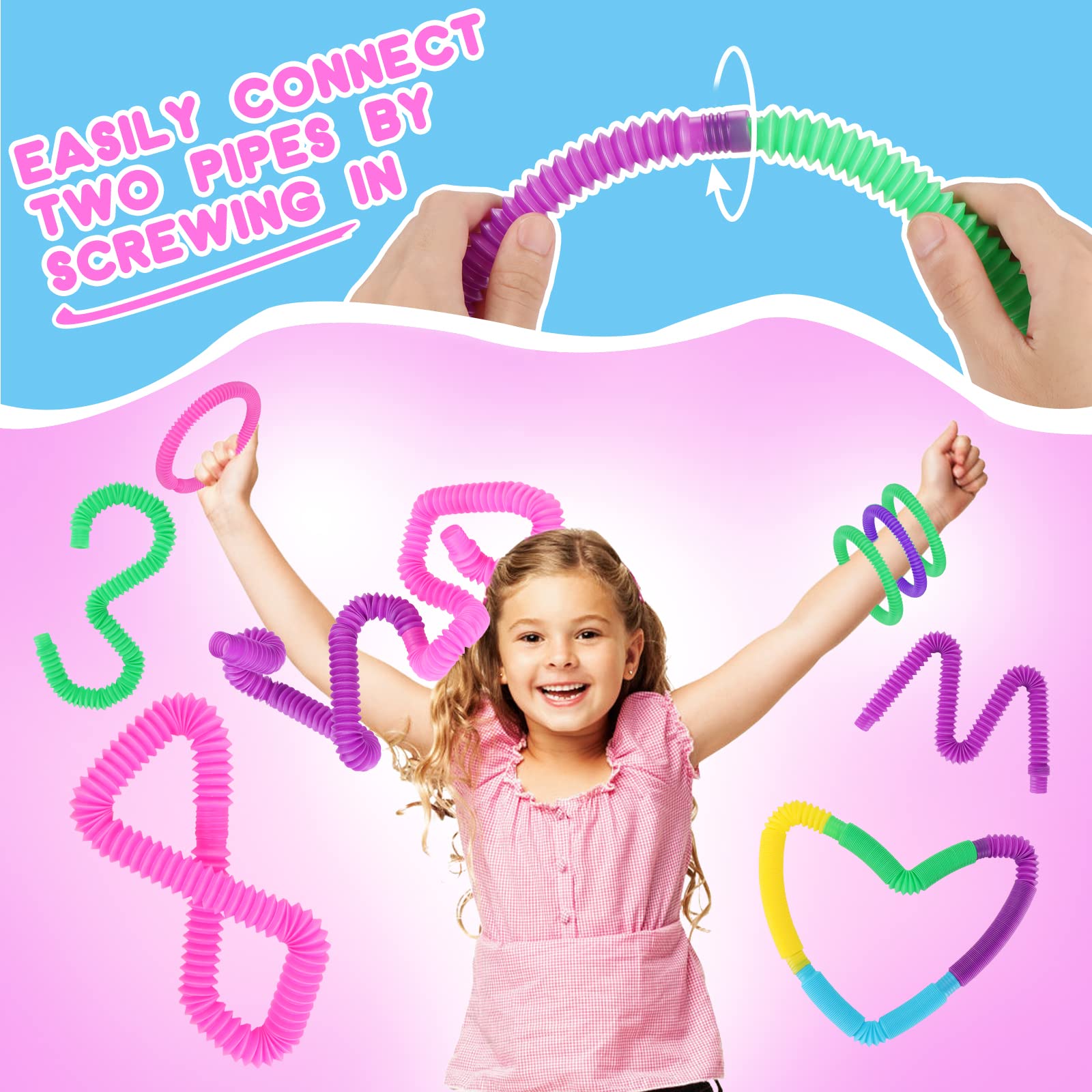 Buy Jumbo & Mini Pop Tubes Fidget Toy, FunKidz 21Pack Giant Kids ...