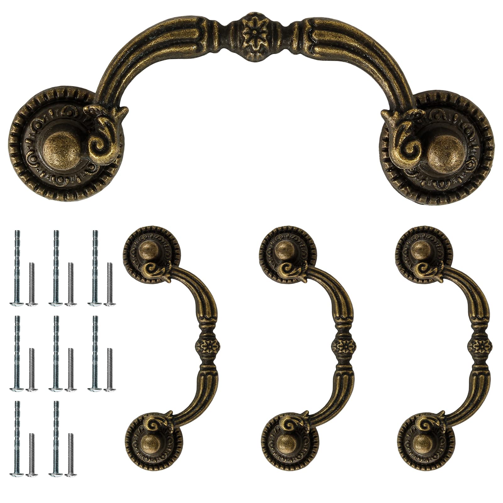 Kyuionty 4 Pack Bail Pull Handles, 2.75 Inch Hole Center Antique Drop ...