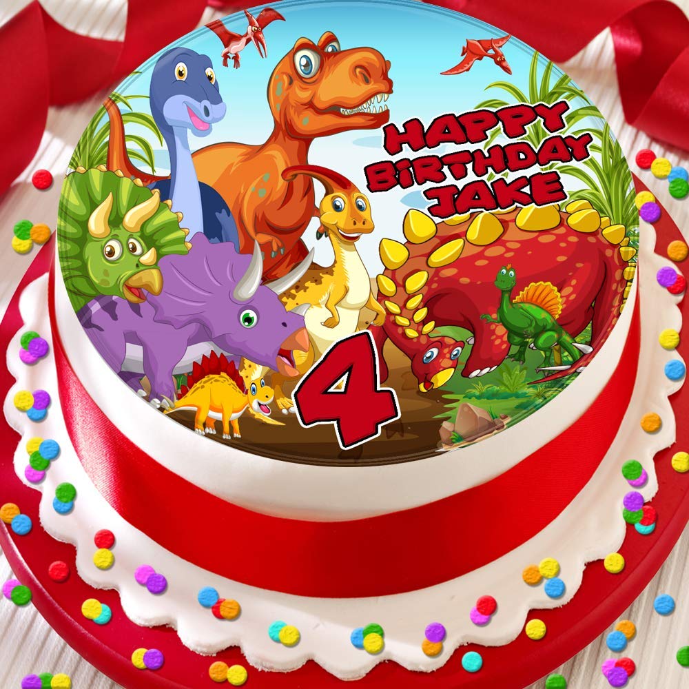 Buy Dinosaur Personalised Happy Birthday 7 5 INCH Edible Icing Cake buy-dinosaur-personalised-happy-birthday-7-5-inch-edible-icing-cake