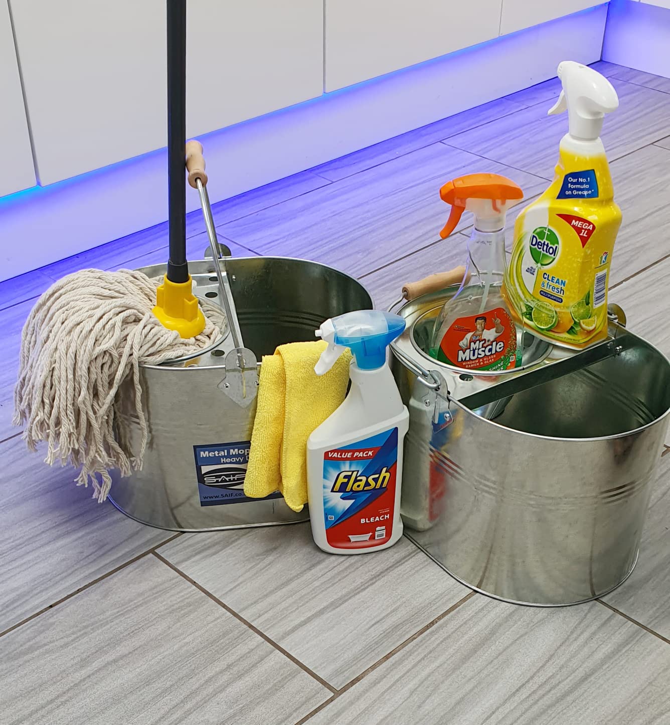 Industrial Galvanized Steel Metal Mop Bucket 13L litres Large ...