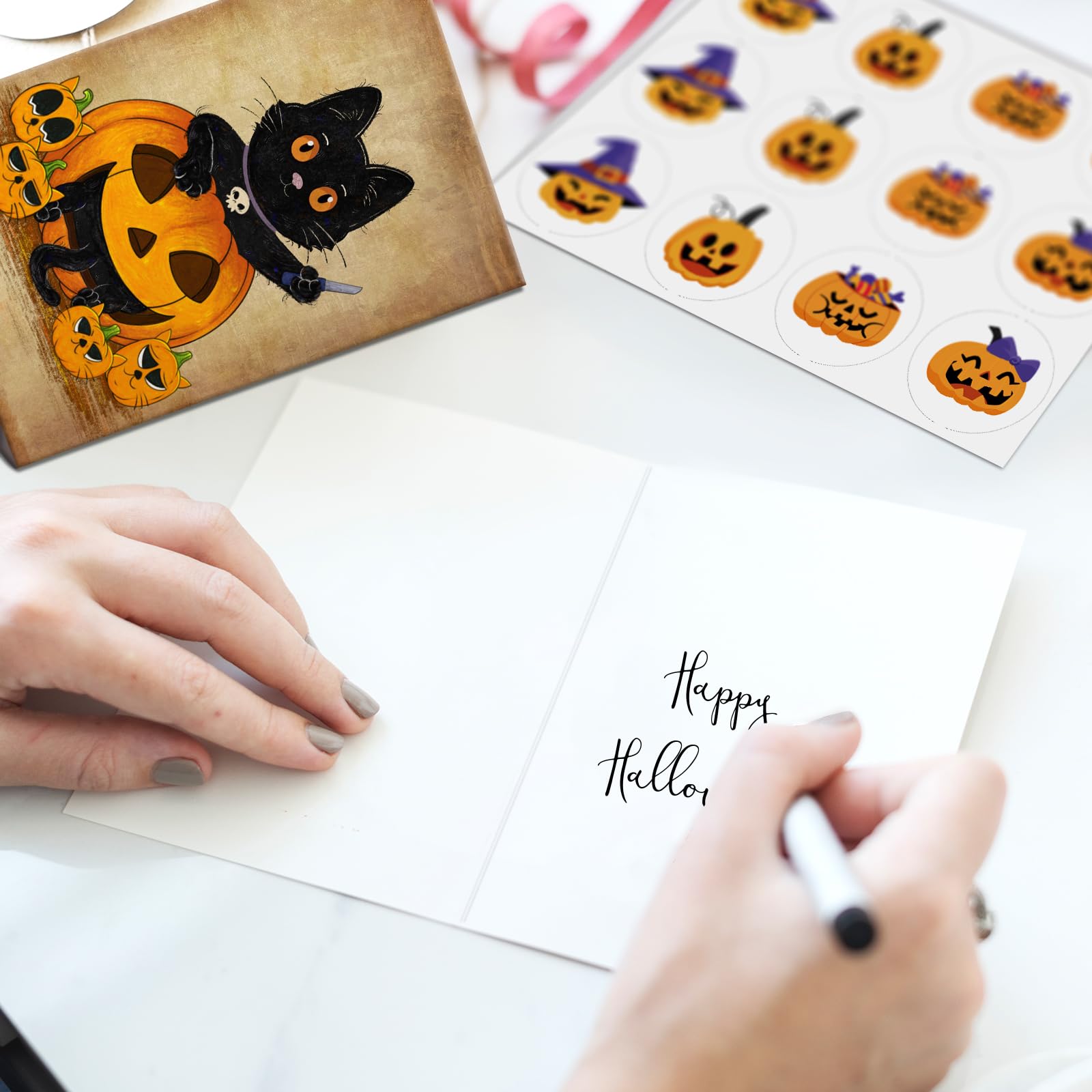 Snapklik.com : Funny Cats Halloween Cards Bulk, 24 Pack Creepy Black ...