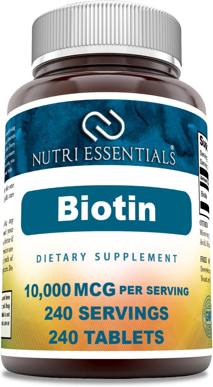 Amazon.com: Nutri Essentials Biotin (Vitamin B7) 10,000 mcg Supplement ...