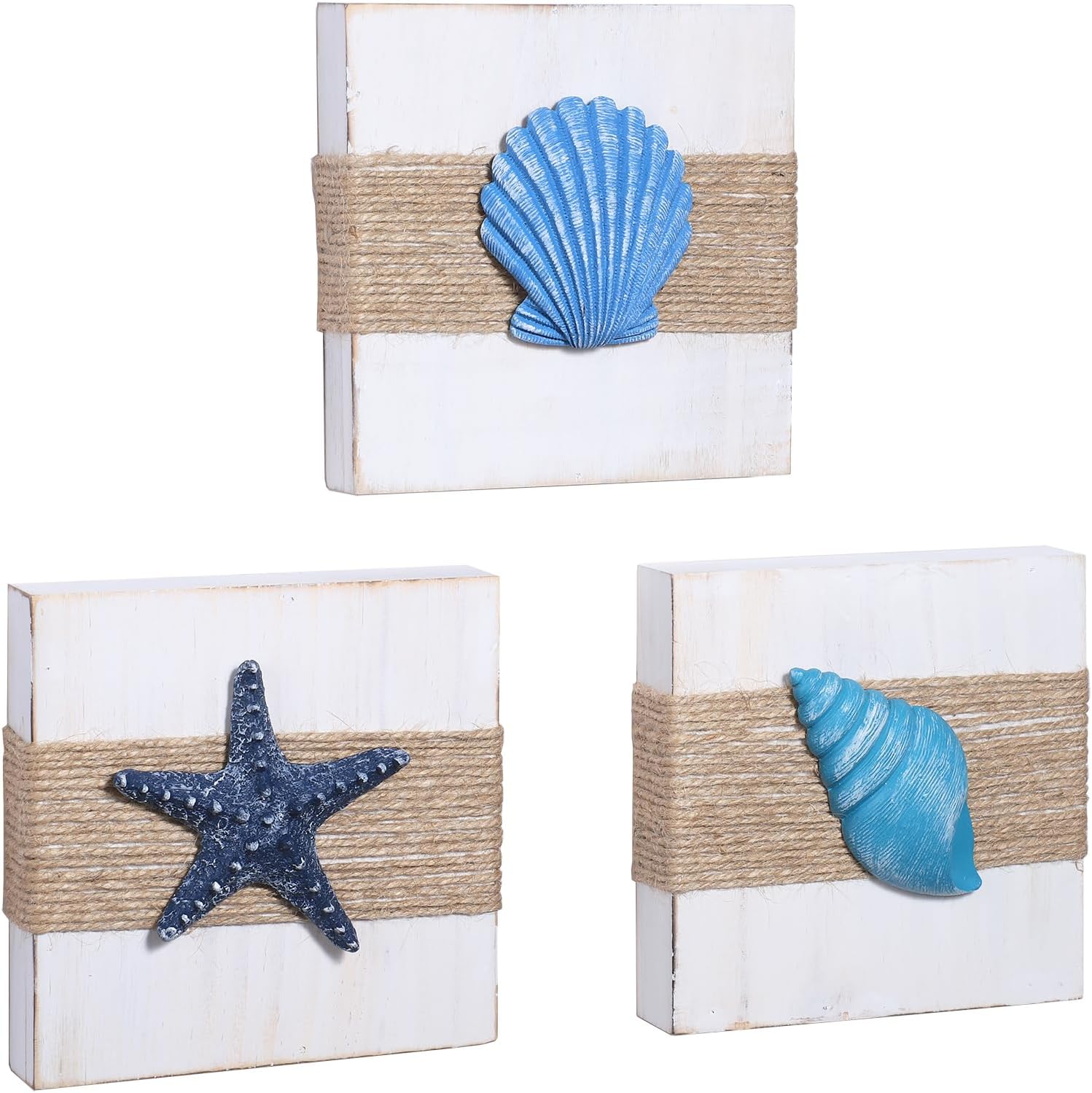 Amazon.com: Gango Home Décor 4 Lovely Teal and Coral Ocean Seashell ...