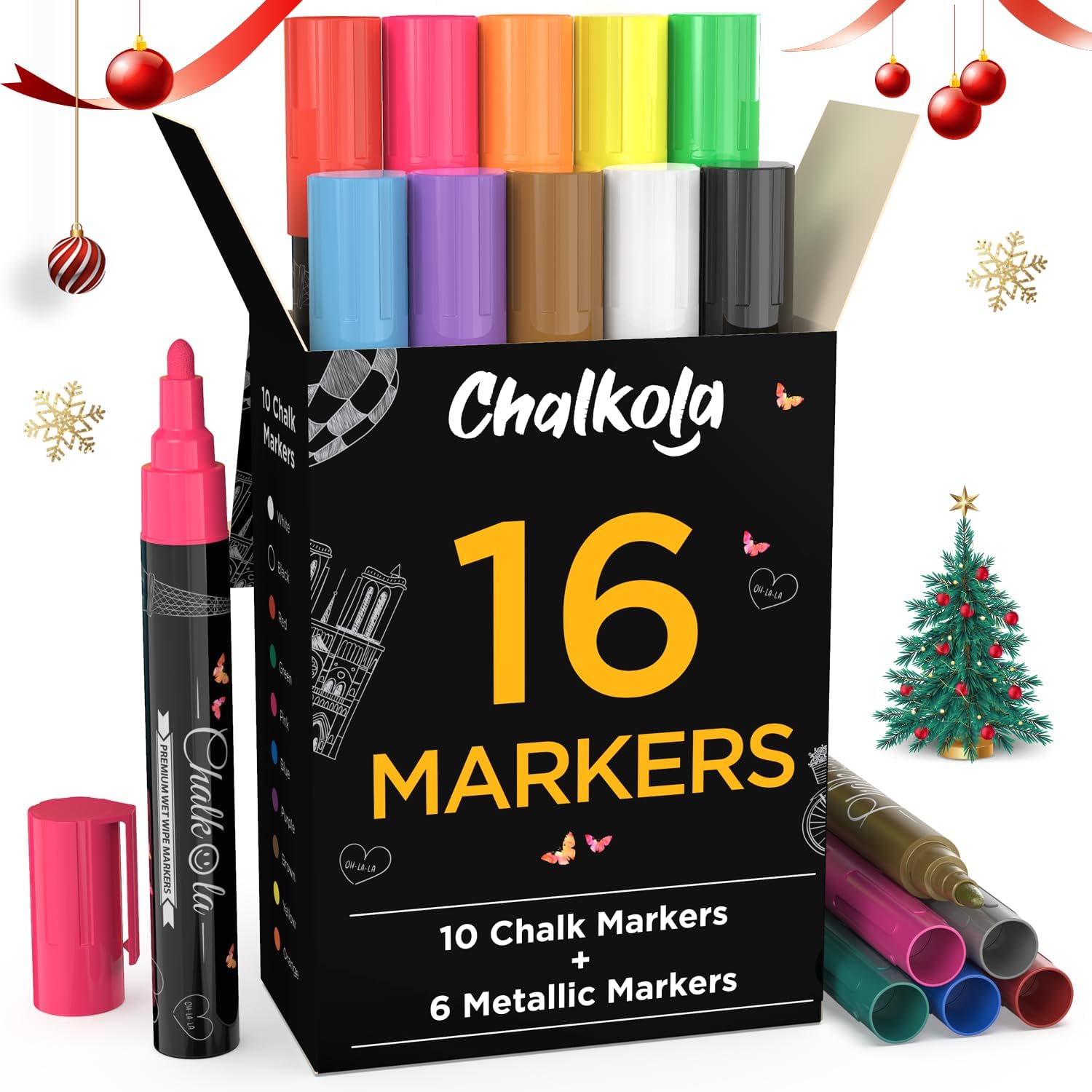 Chalkola Liquid Chalk Markers for Blackboard & Glass Markers Metallic ...