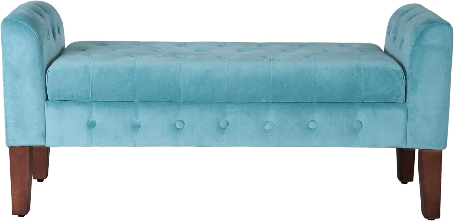Amazon.com: HomePop Velvet Tufted Storage Bench Settee with Hinged Lid ...