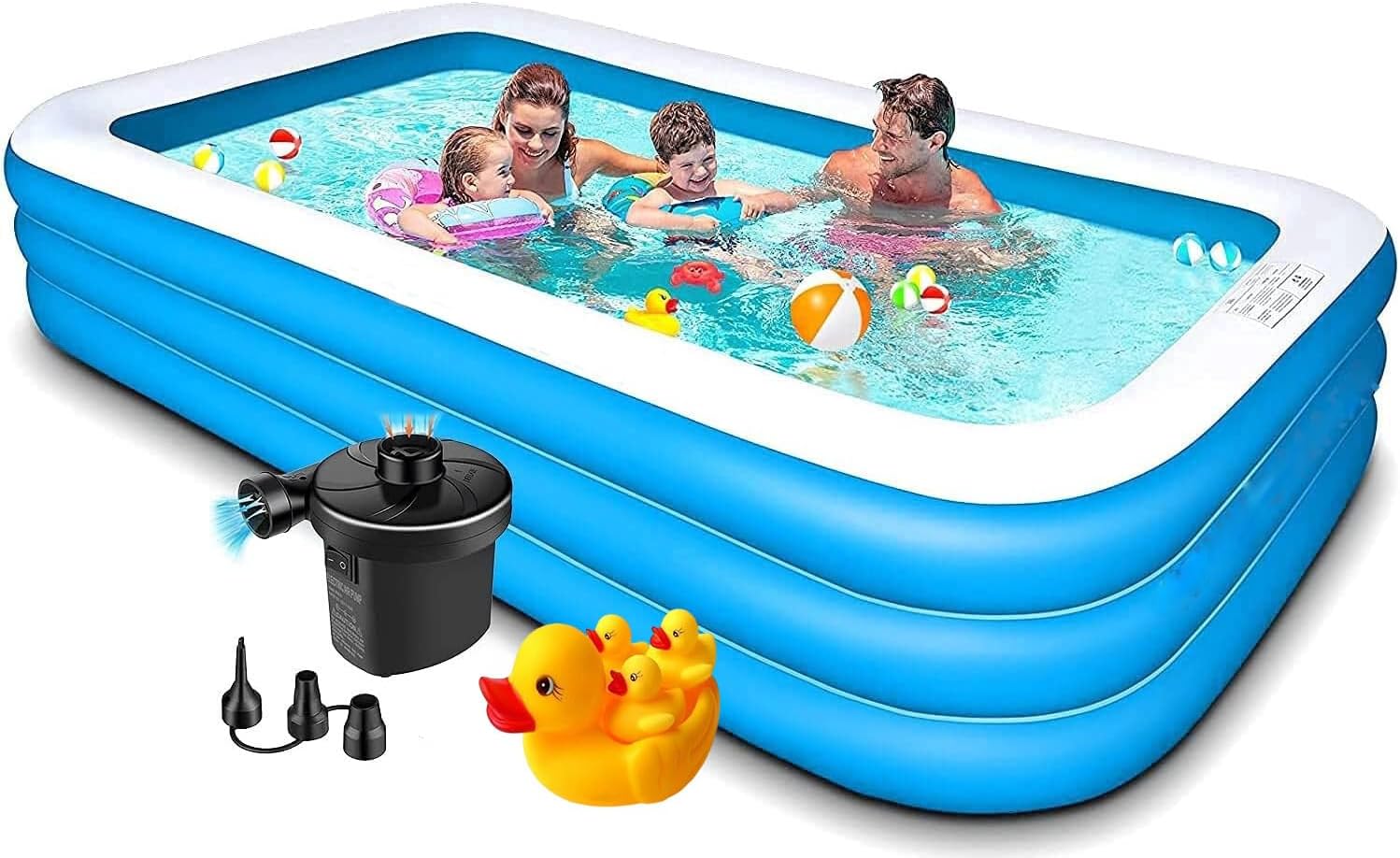 Vunexo Swimming Pool 10-Feet 3 Stripped Inflatable, Large With Electric ...