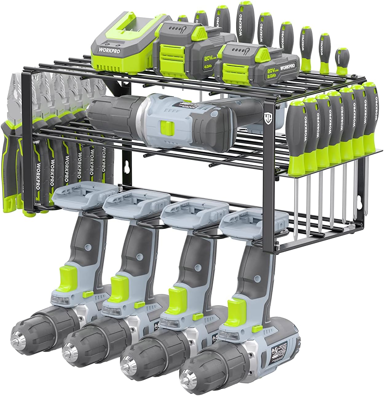 WORKPRO Power Tool Organizer, Wall Mounted Power Tool Holder, 3-Tiers ...