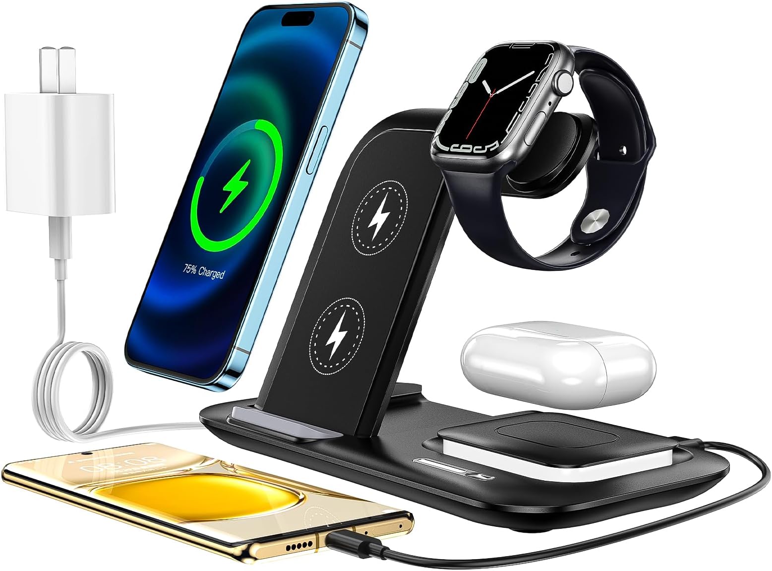 Amazon.com: 5-in-1 Wireless Charging Station with Desk Lamp: Dual-Phone ...