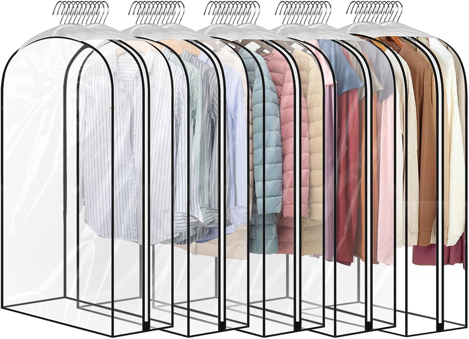 Amazon.com: 5 Pack 40" All Clear Garment Bags for Hanging Clothes ...
