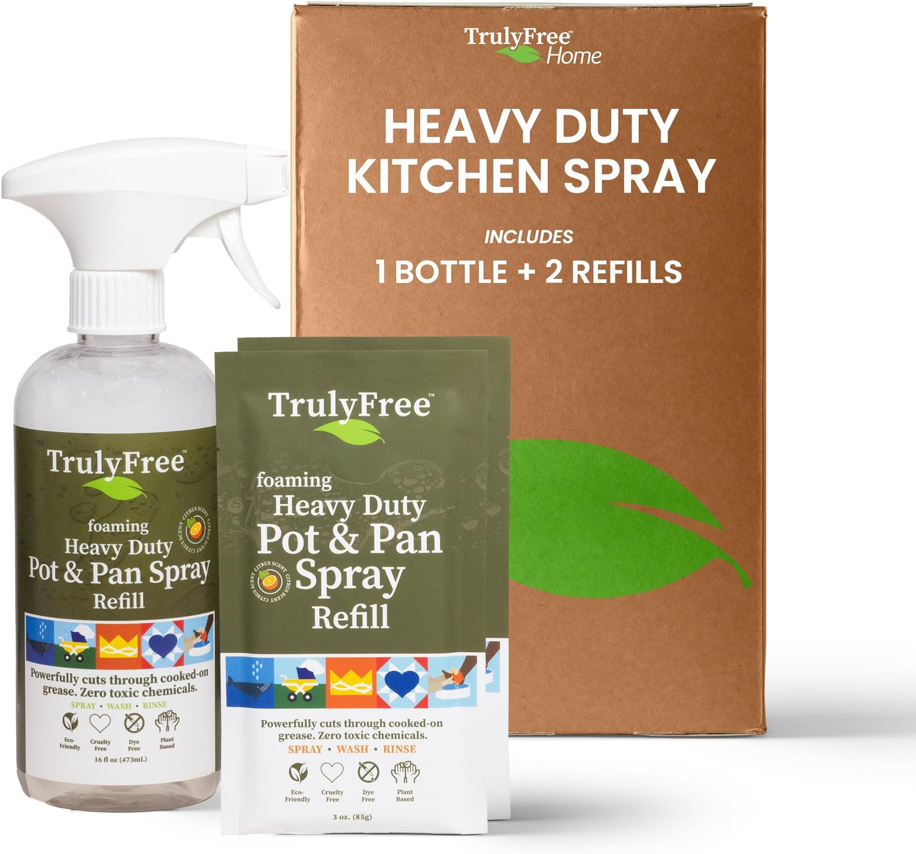 Amazon.com: Truly Free Heavy Duty Pot & Pan Spray - Powerful Foaming ...