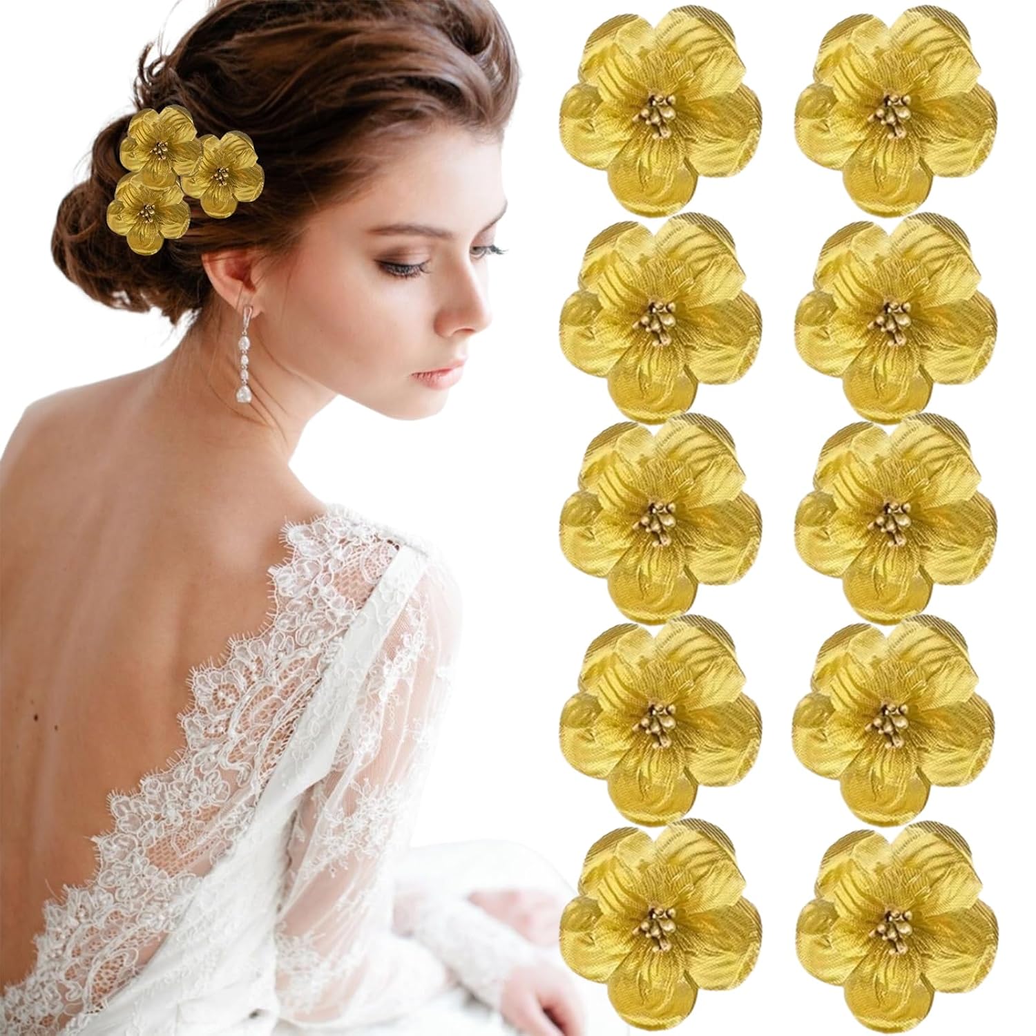 Amazon.com : 10 Pcs Flower Hair Clips Artificial Floral Hairpin ...