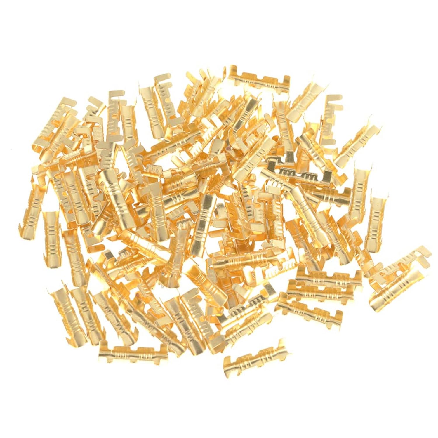Mokernali 100 Pcs Brass Crimp Terminal Connectors, U Shape Copper Ring ...