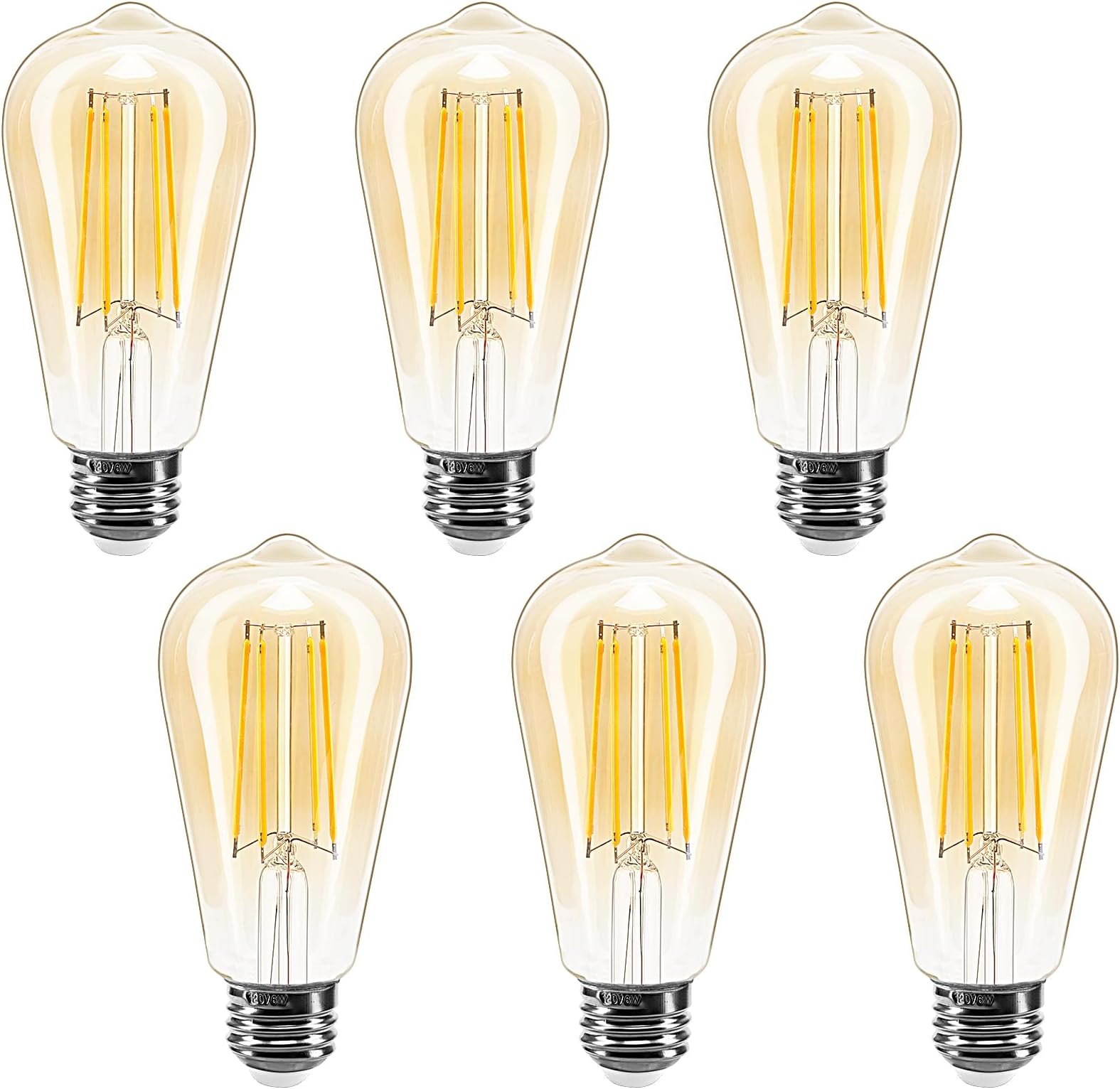 TopLeder Vintage LED Edison Bulbs 6W, Equivalent 60W Incandescent, Warm ...