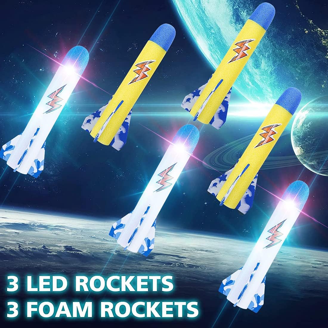 Eutionho Stomp Foam Toy Rocket Launcher for Kids,Jump Rocket Toy with 3 ...