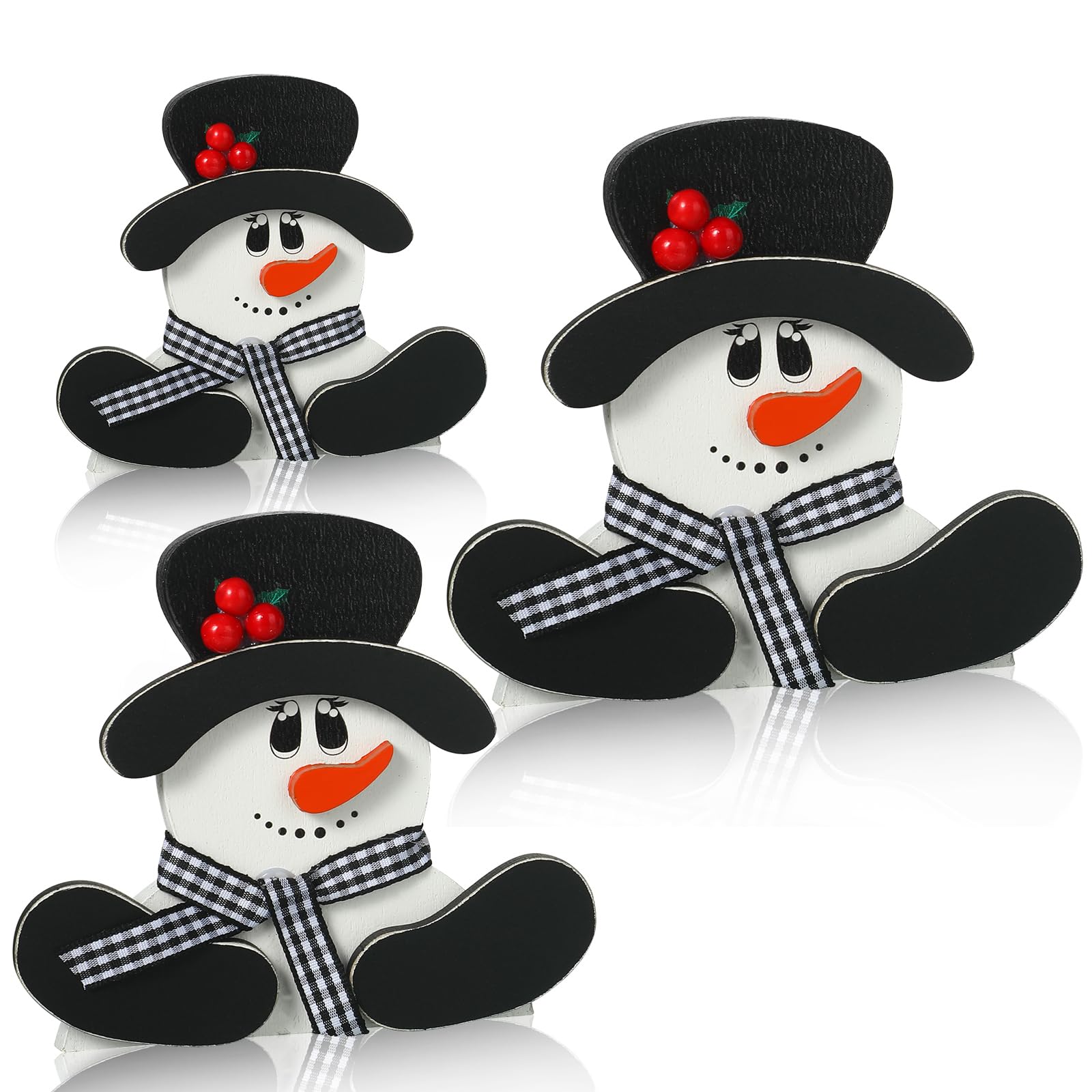 Amazon.com: Suzile 3 Pcs Winter Snowman Table Decorations Wooden ...