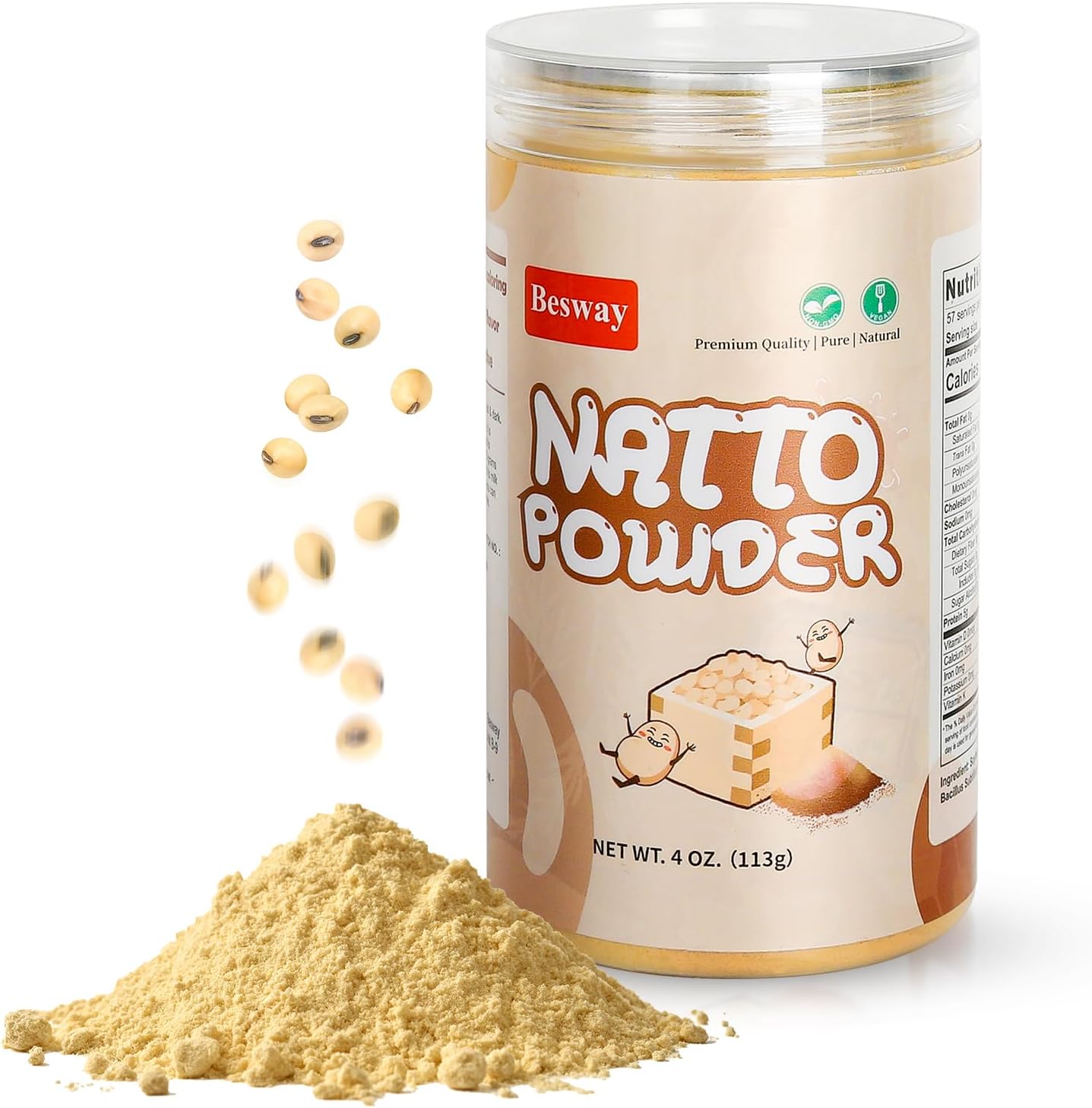 Amazon.com : Natto Powder 4oz Freeze-Dried Superfood Fermented Soybean ...