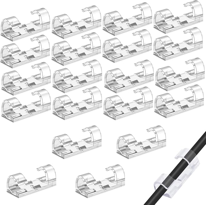 20pcs Transparent Cable Clips,Strong Self-Adhesive Cable Tidy Wire ...