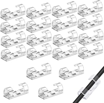 20pcs Transparent Cable Clips,Strong Self-Adhesive Cable Tidy Wire ...