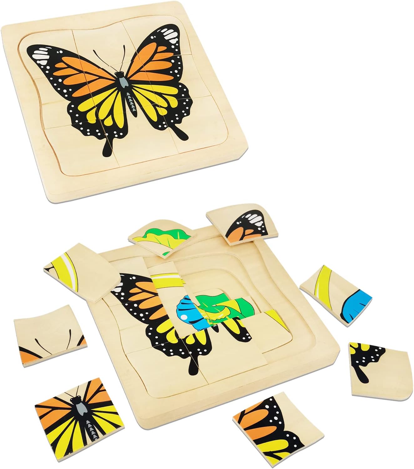 Amazon.com: Montessori Wooden Puzzles for Kids Ages 4-8, 4 Layer Life ...