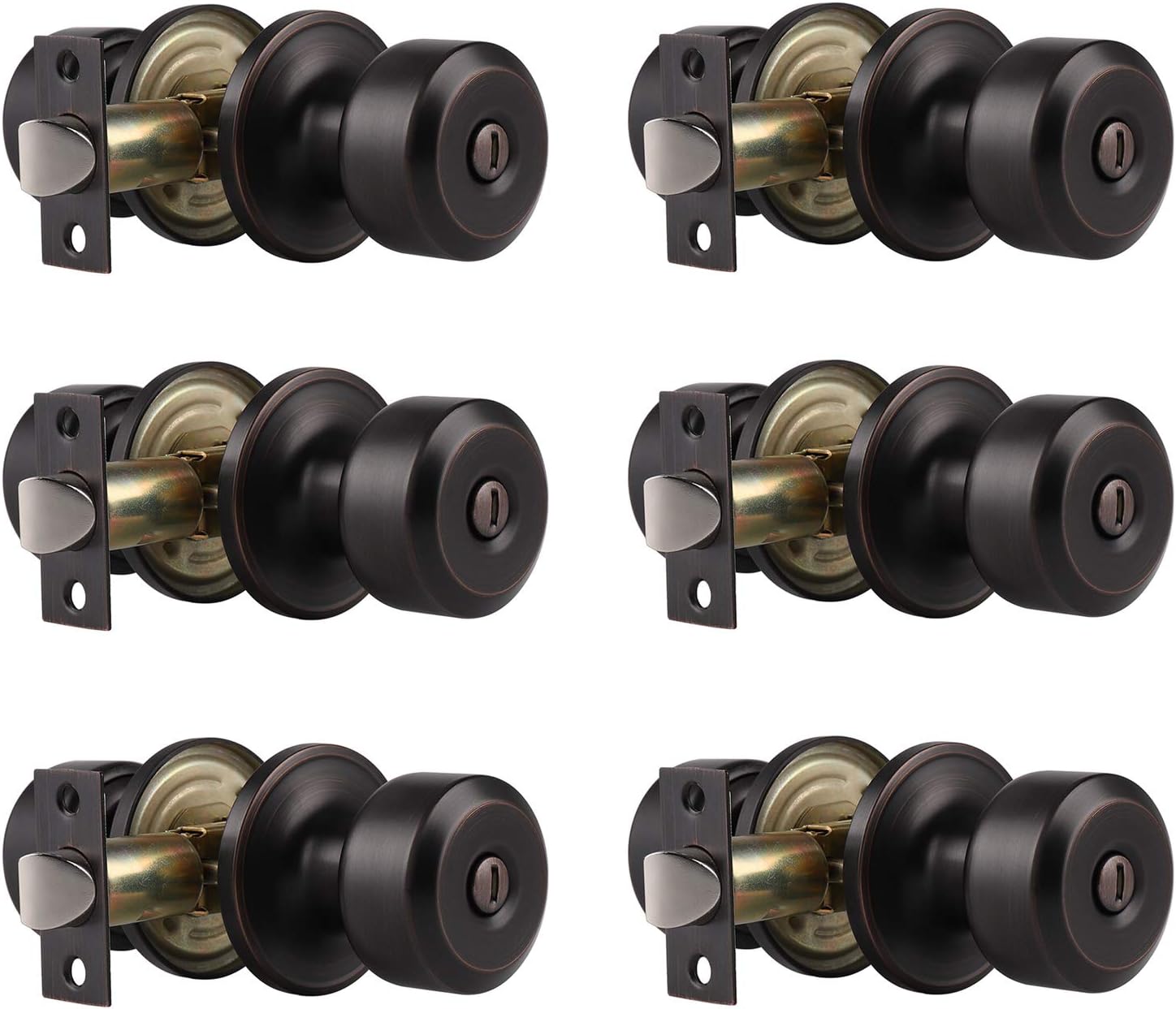 Probrico Oil Rubbed Bronze Door Knobs Privacy Door Locks, Stainless Steel Bed/Bath Door Knobs ...