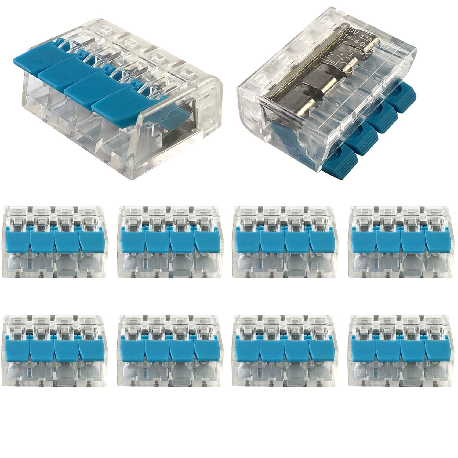 Wire Connector 4 pin Universal Compact Terminal Block PCT-414 32A Quick ...