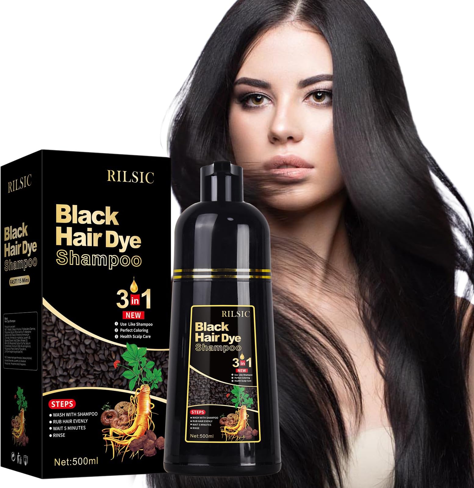 Amazon.com : Hair Dye Shampoo 3 in 1, Herbal Ingredients Shampoo Hair ...