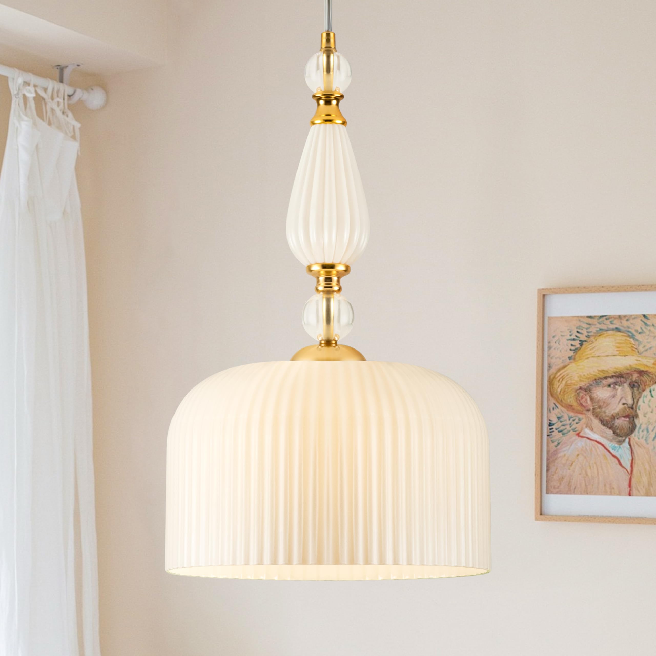 Corlaceling Milk Glass Pendant Lights Modern White Pendant Lights ...