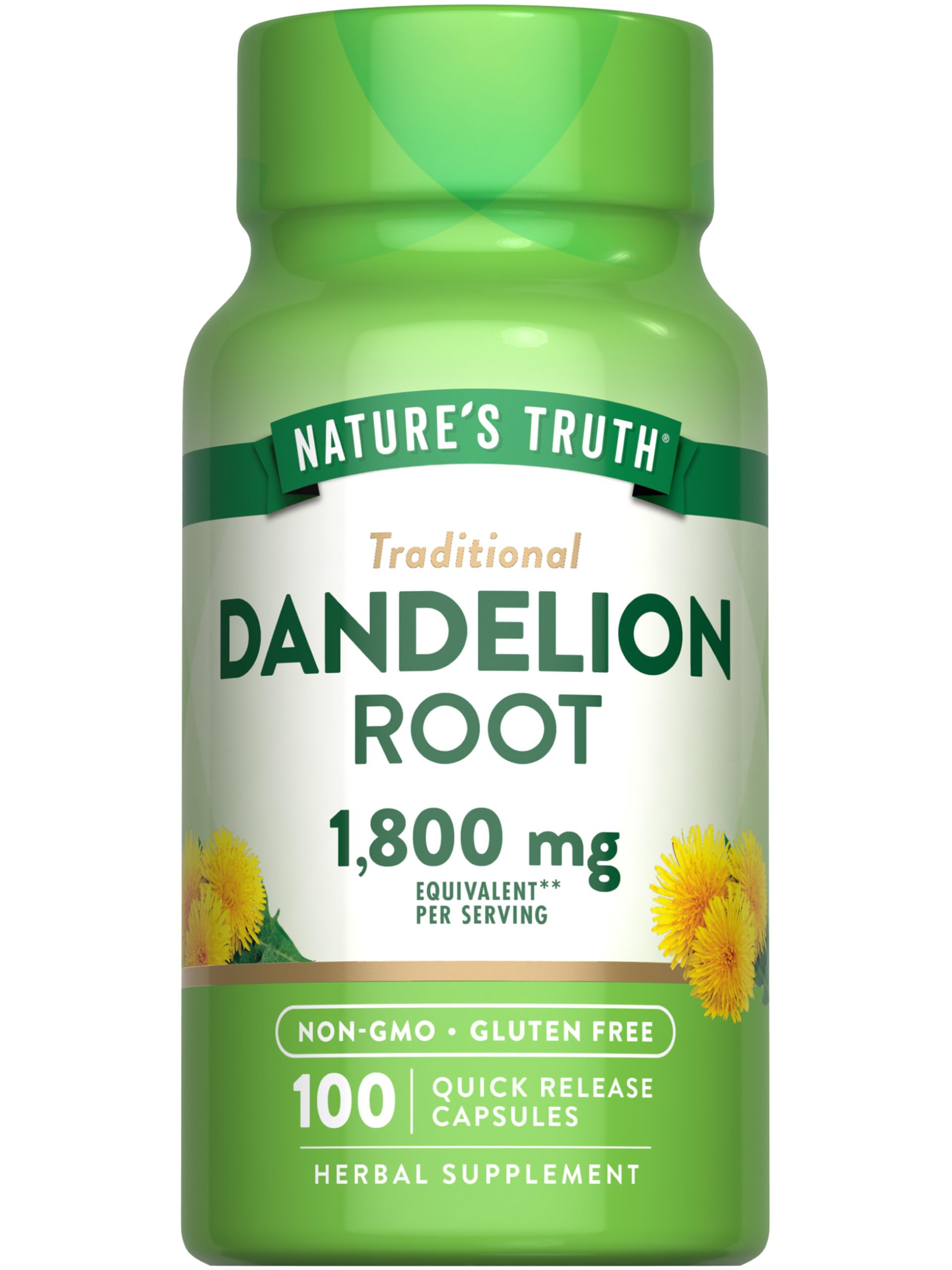 Amazon.com: Nature's Truth Dandelion Root Capsules | 1800mg | 100 Count ...