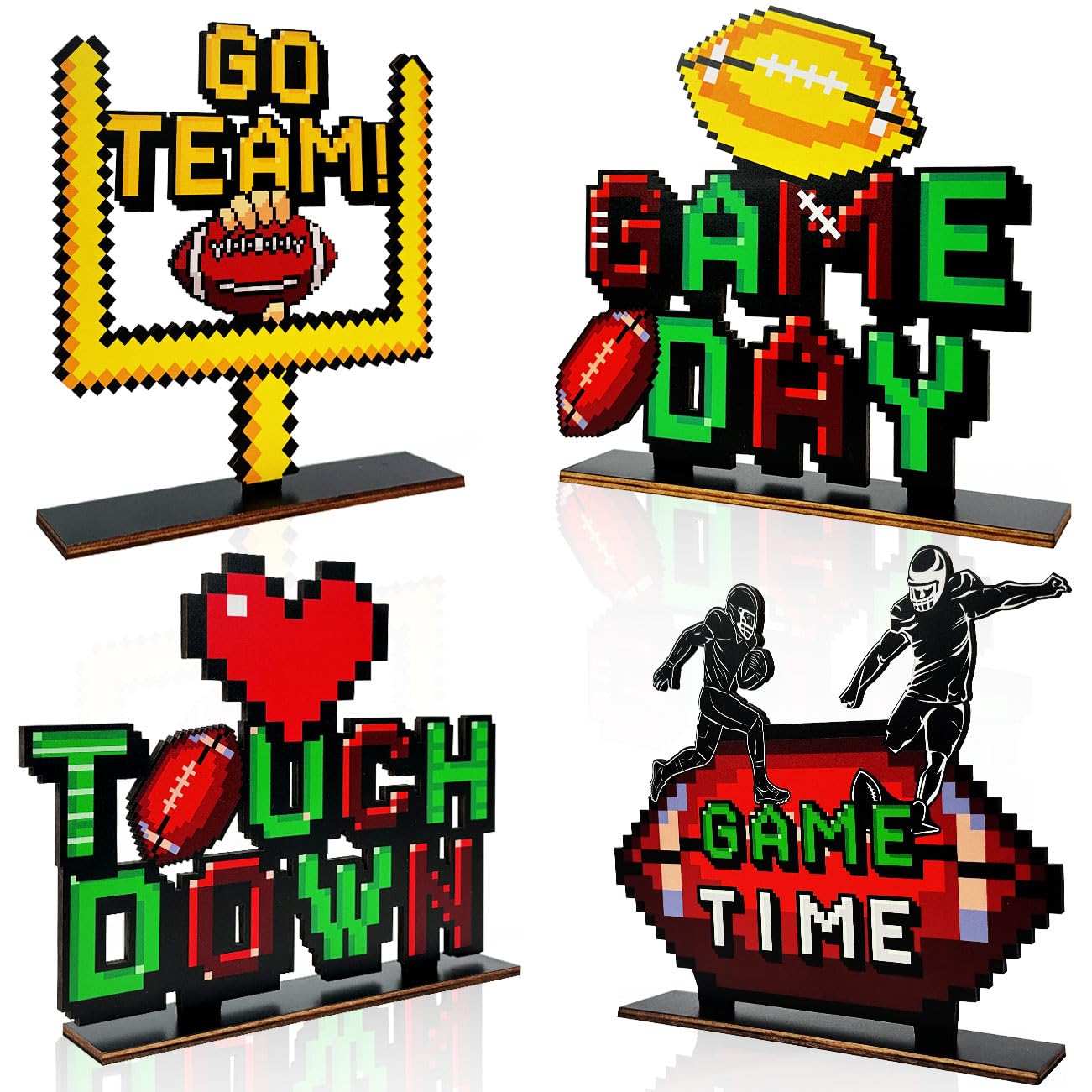 Amazon.com: Football Party Decorations 4pcs Football Table Centerpieces ...
