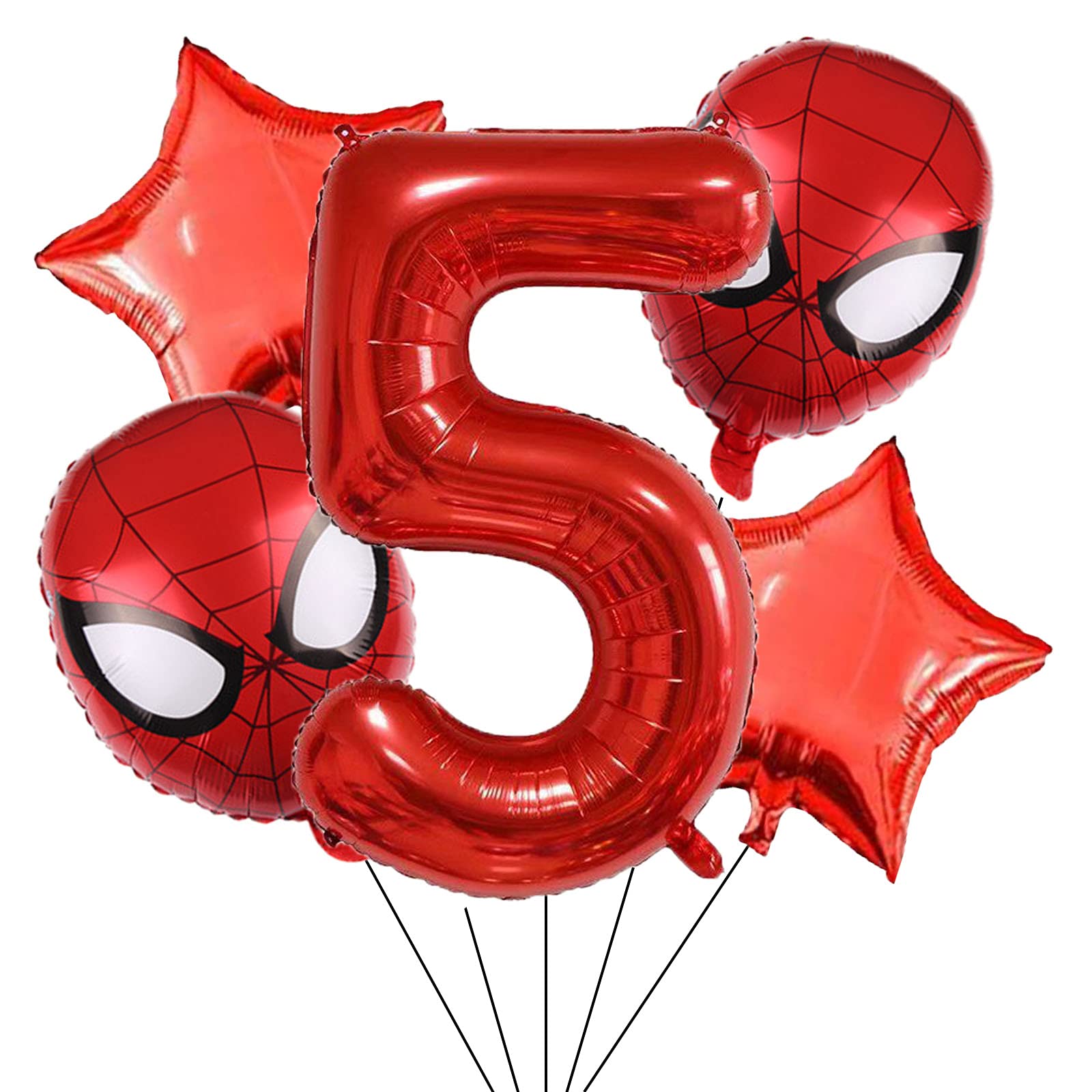 Buy Superhero Spiderman 5th Birthday Decorations Red Number 5 Balloons