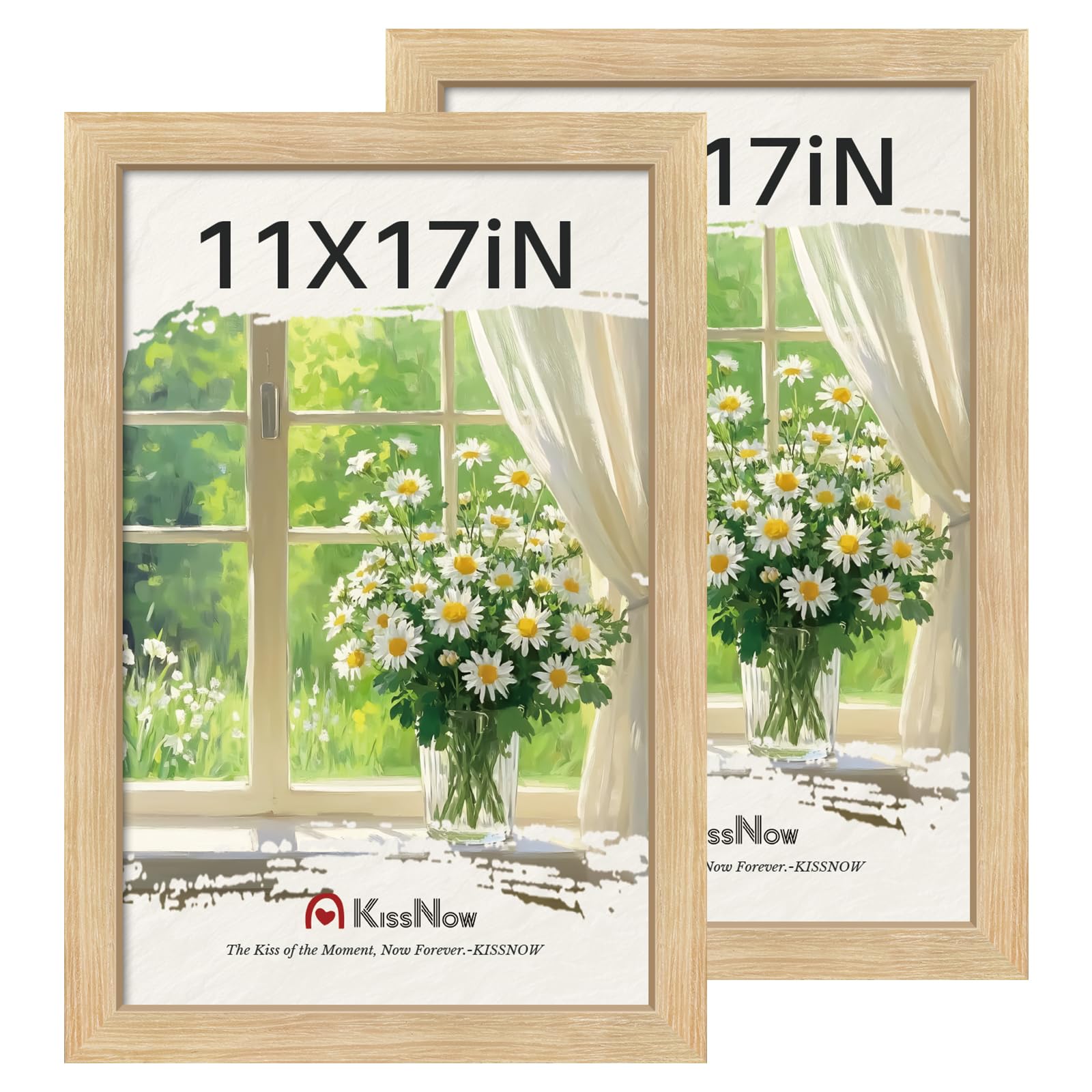 Amazon.com - KissNow 11x17 Picture Frame 2 Pack, Natural Oak Wood, Wall ...
