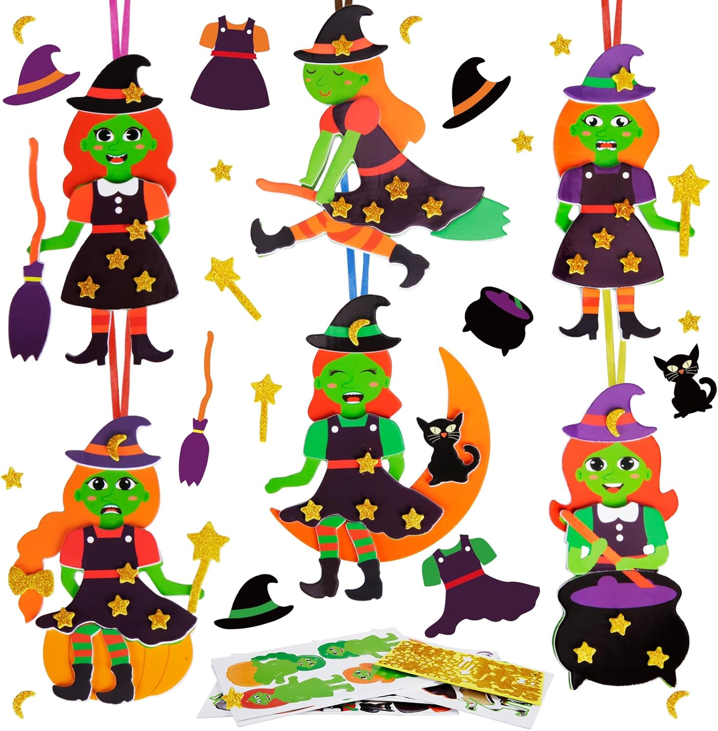 Amazon.com: Fennoral 12 Pack Witch Craft for Kids Make Your Own Witch ...