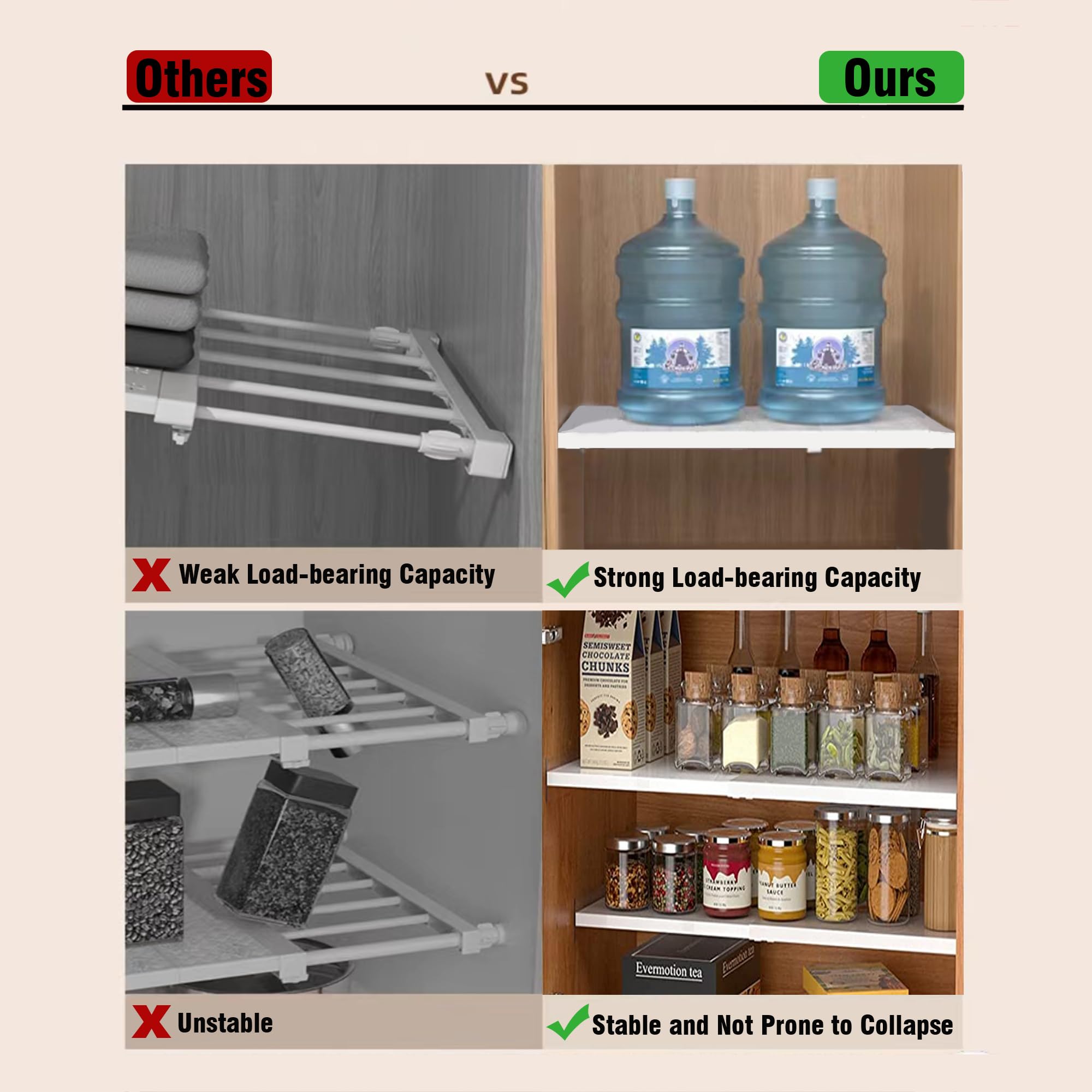 2Pack Adjustable Closet Storage Shelves with Seamless Sticker ...