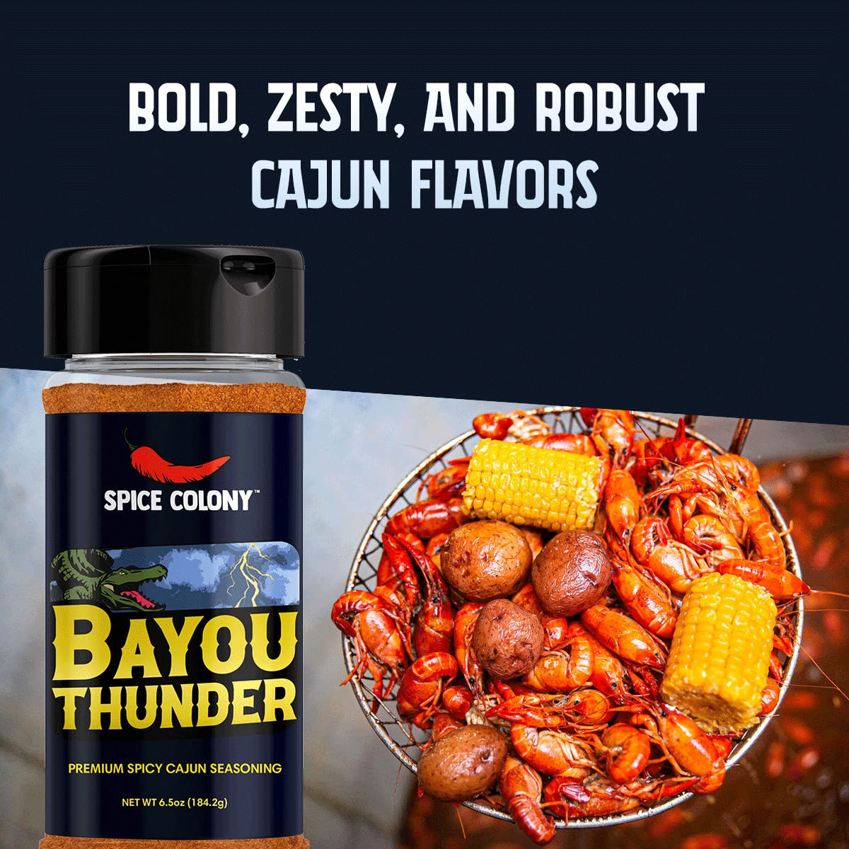 Spice Colony Bayou Thunder – Condimento cajún picante Auténtica mezcla ...