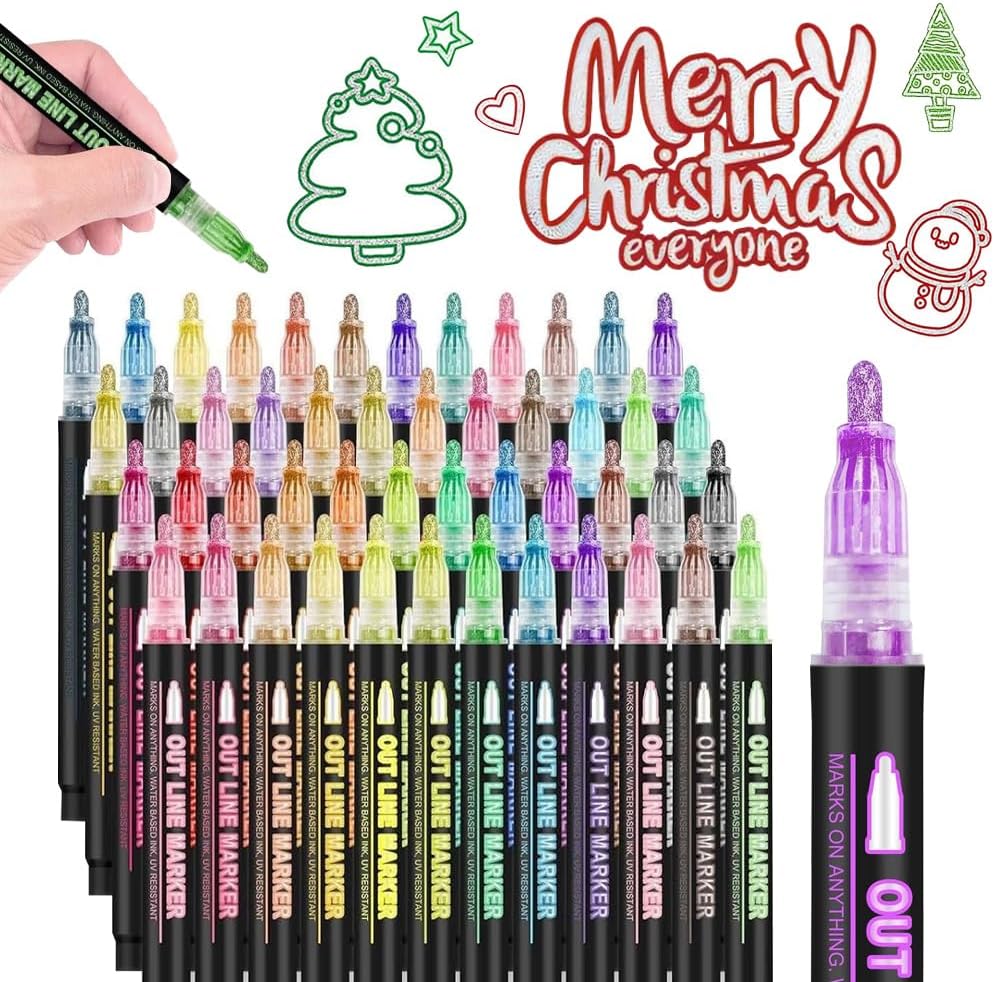 Amazon.com: Marker Pen for Highlight, Outline Shimmer Markers Double ...