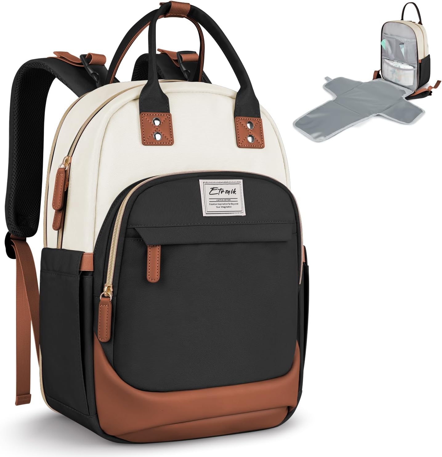 Amazon.com: ETRONIK Baby Diaper Bag Backpack, Multifunction Baby Bag ...