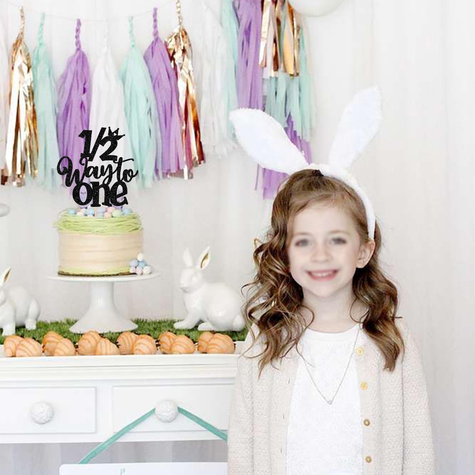 Snapklik.com : 1 PCS 1/2 Half Way To One Cake Topper Glitter Half Way ...