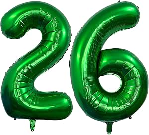 Amazon.com: Dark Green 26 Number Balloons, 40 Inch Giant Number 26 ...
