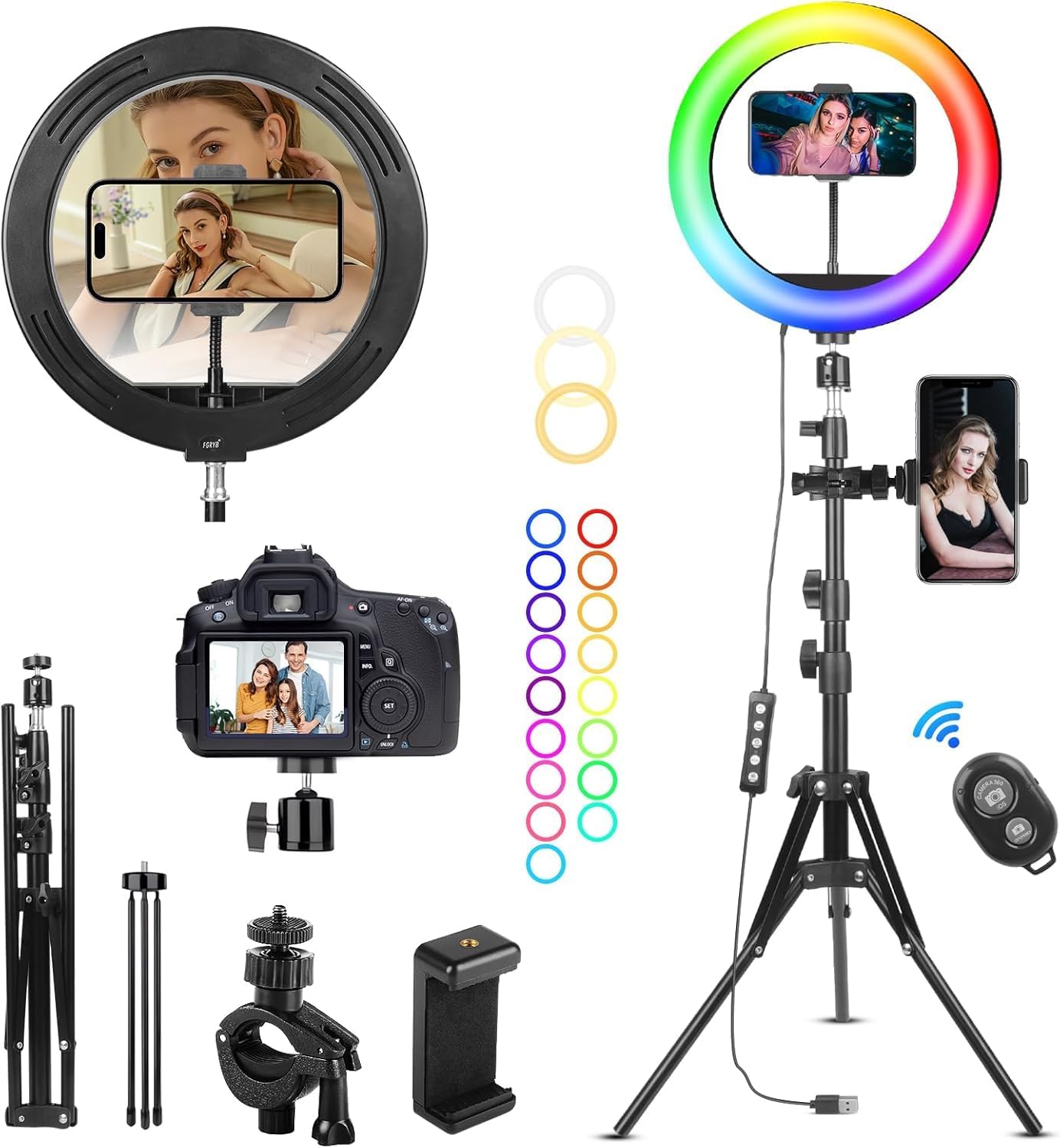 KOSCHEAL Ring Light with Stand, 10" Ring Light with Tripod 72'' with 37 ...