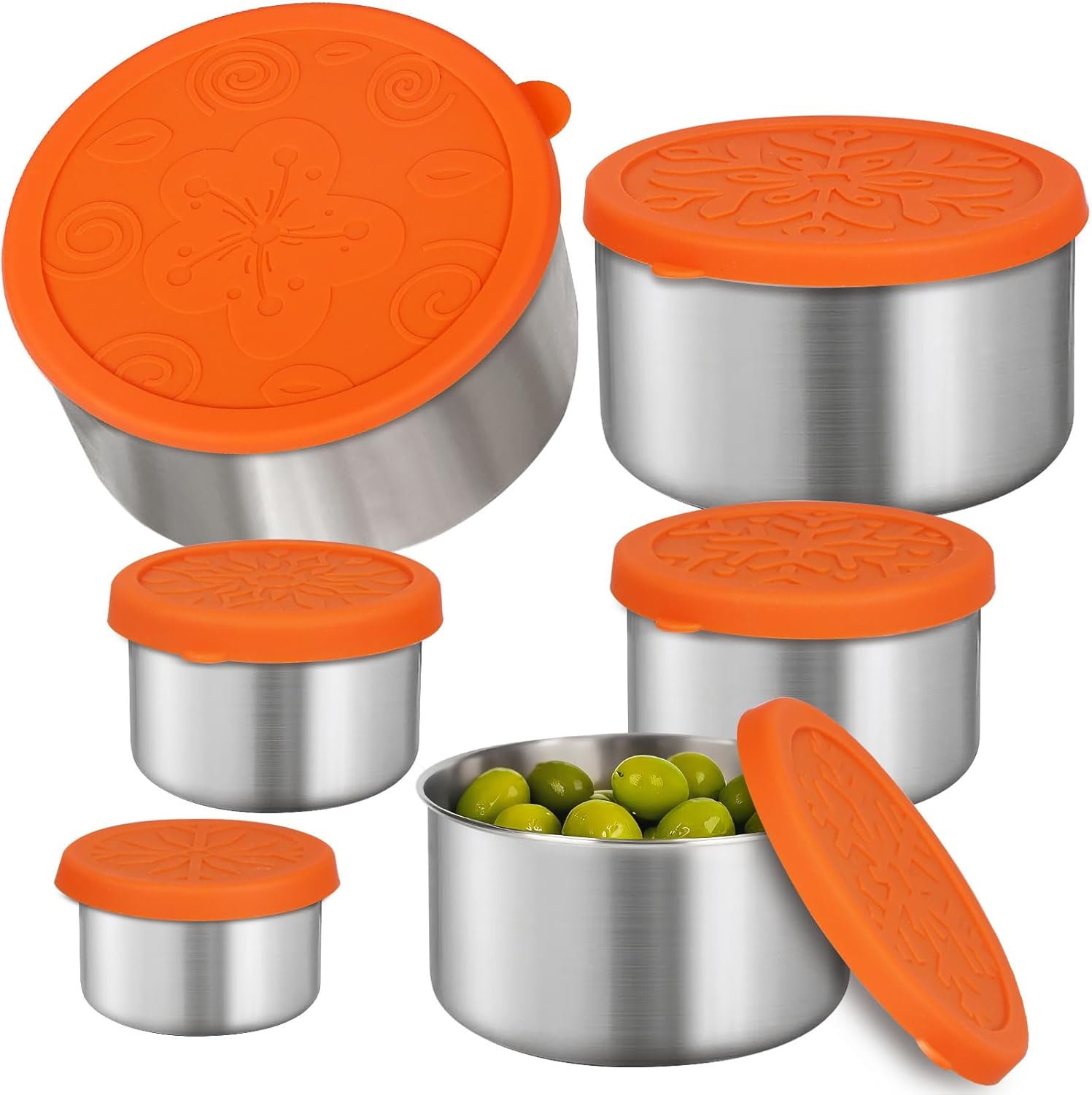 Greentainer Stainless Steel Snack Containers with Silicone Lid ...