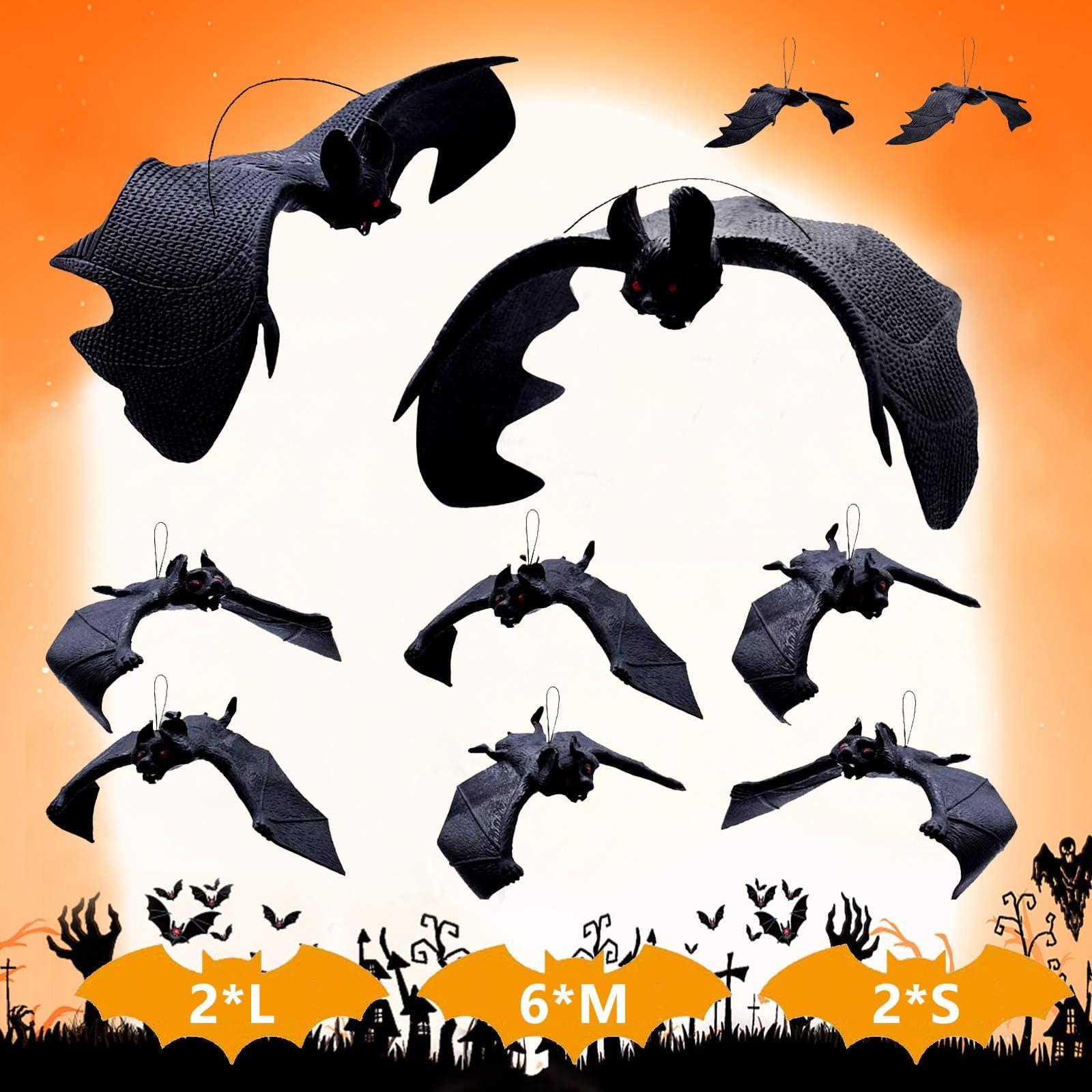 Halloween Decorations 10 Pieces Halloween Bats Decorations Halloween ...