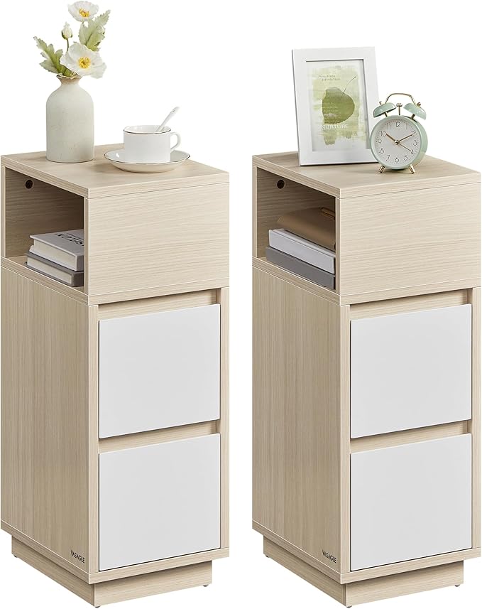 VASAGLE KAILYN Collection - Small Nightstands, Set of 2 Narrow Side End ...