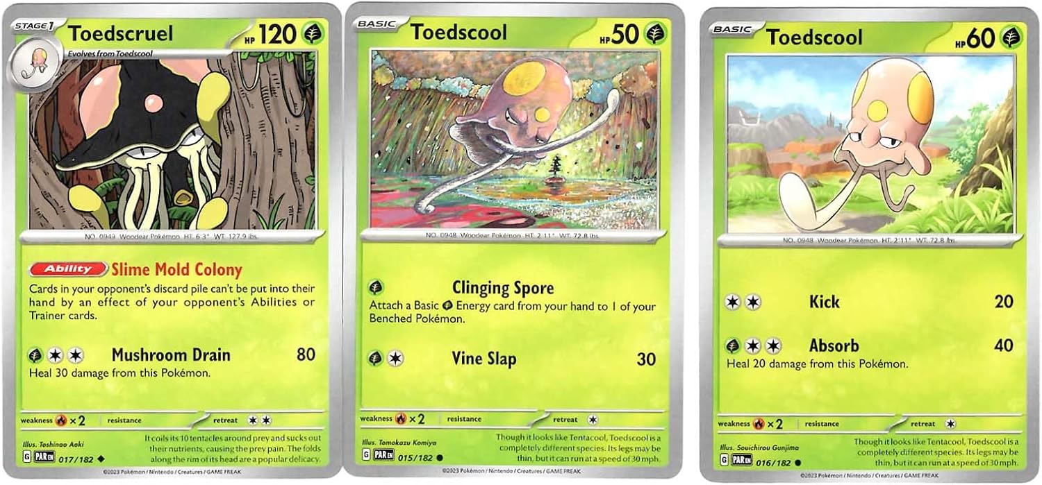 Amazon.com: Toedscruel 017/182 - Paradox Rift - Pokemon 3 Card Lot ...