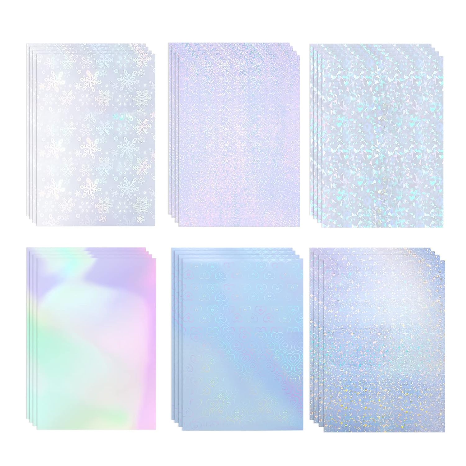AIEX 24 Sheets Holographic Vinyl Sticker, Waterproof Transparent Self ...