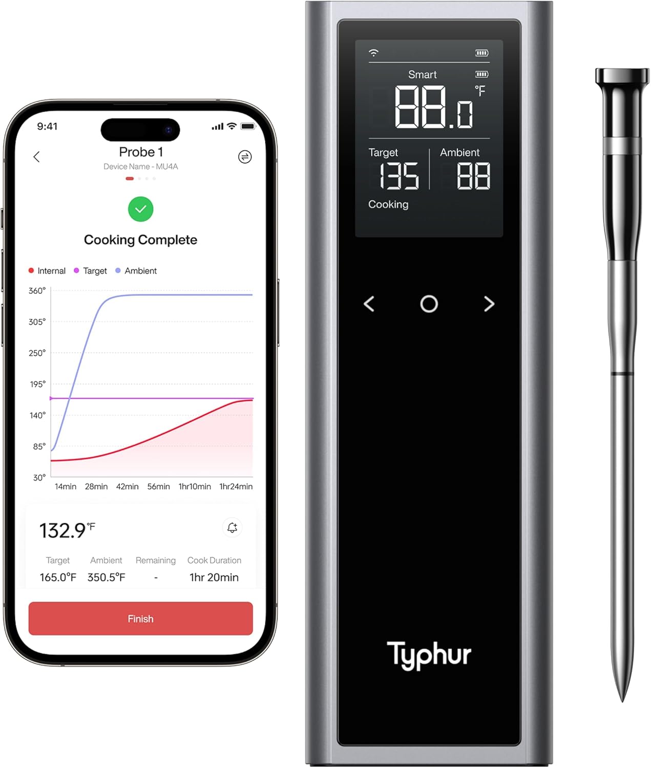 Amazon.com: Typhur Sync One Smart Wireless Meat Thermometer Digital ...