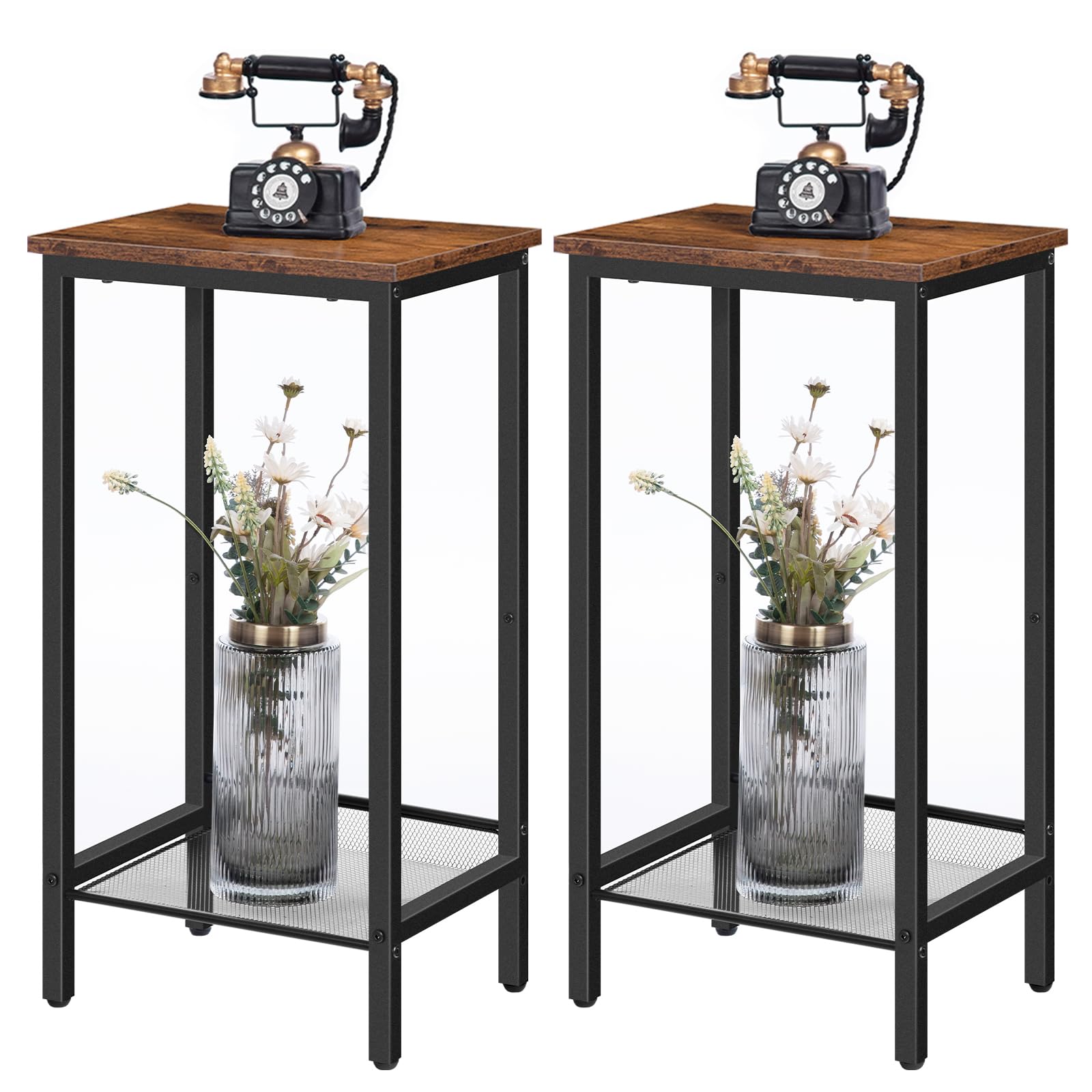 Amazon.com: HOOBRO Tall Side Tables Set of 2, Industrial End Telephone ...