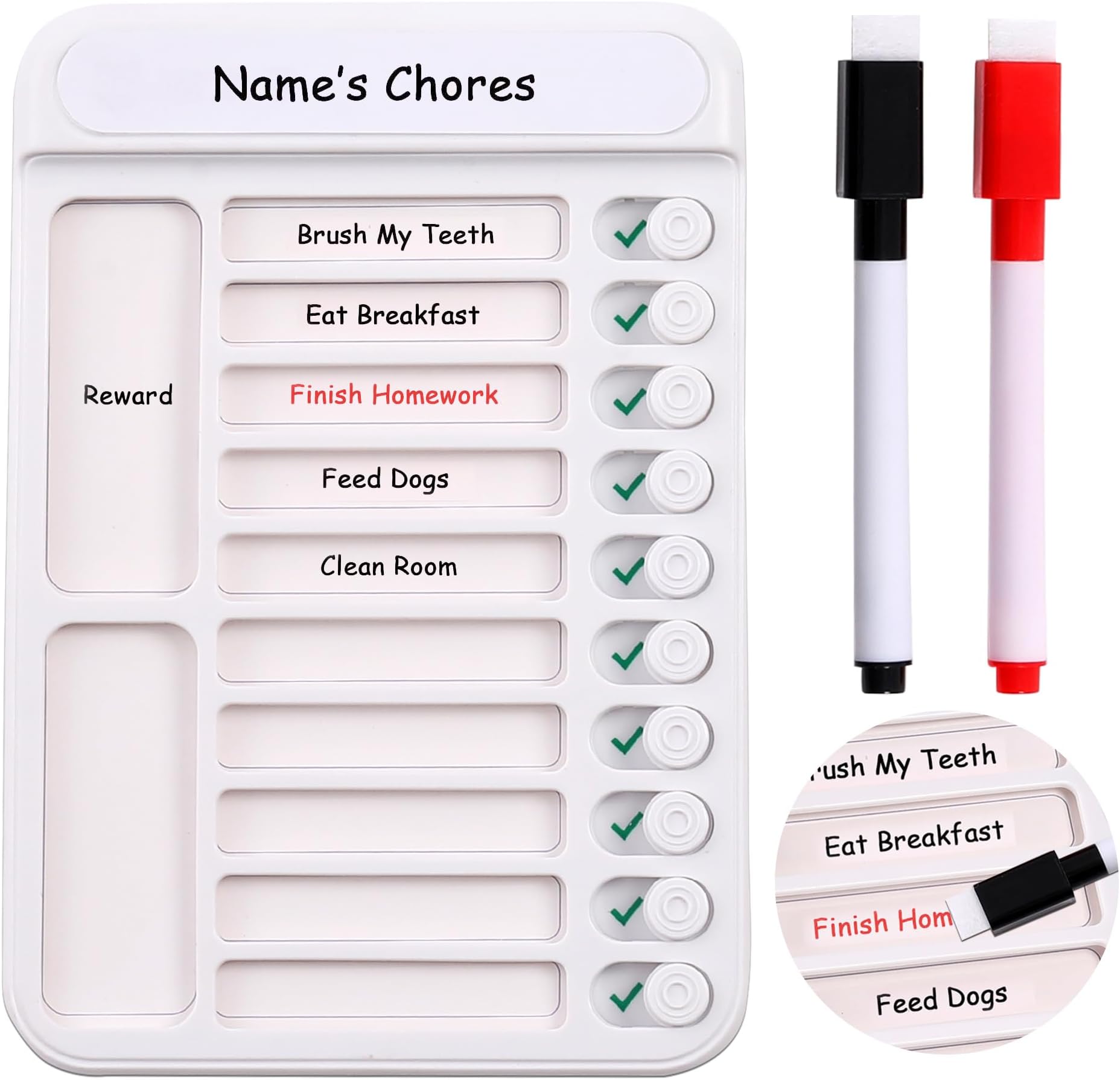 Amazon.com : Tenshun Reuseable Dry Erase Chore Chart Personlized ...