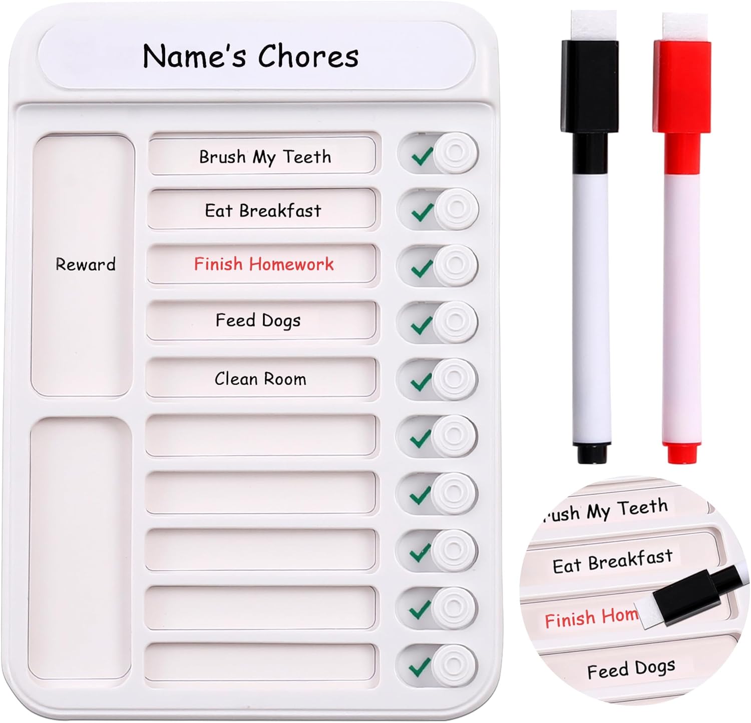 Amazon.com : Tenshun Reuseable Dry Erase Chore Chart Personlized ...
