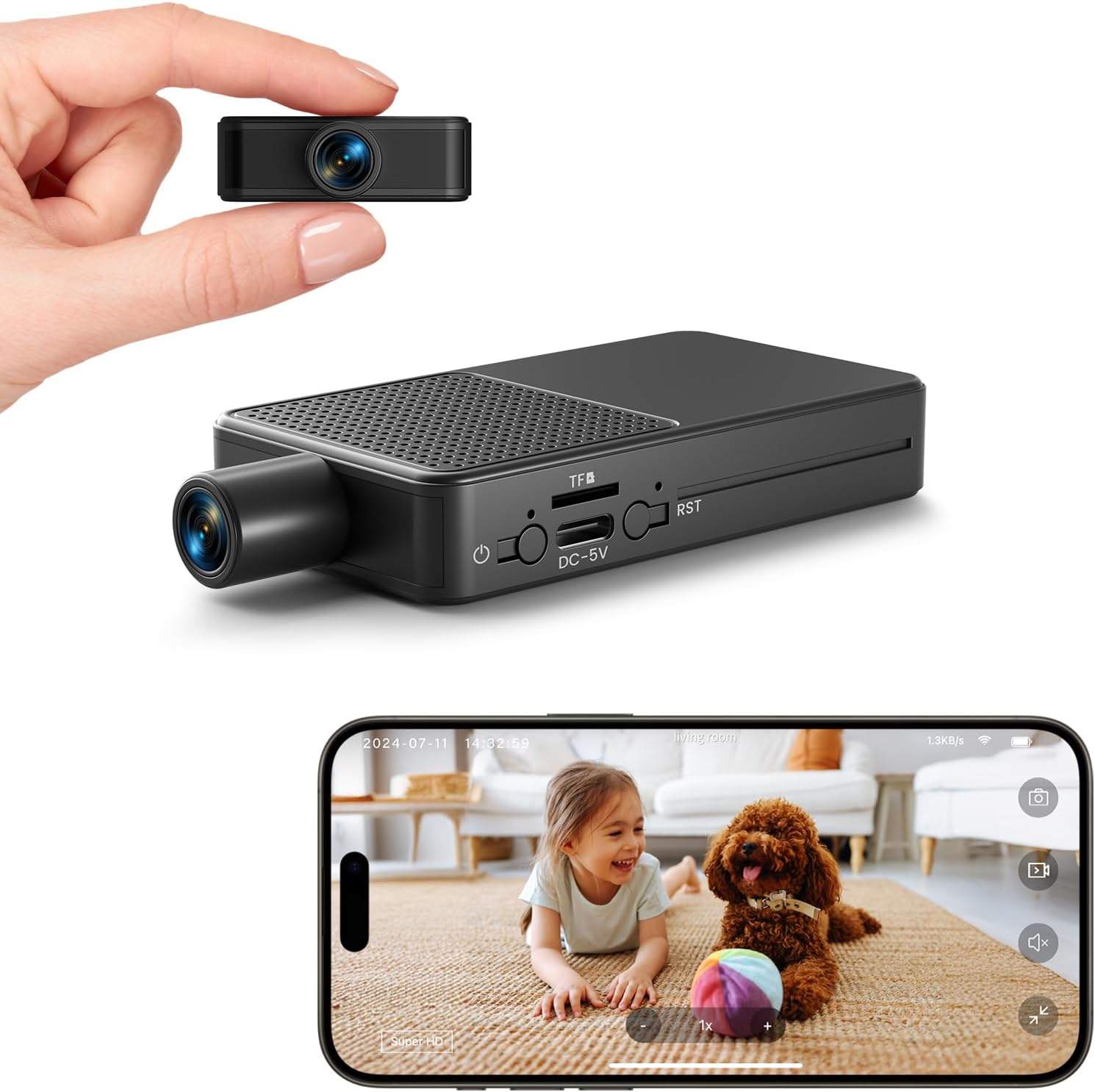 Mini Videocamera Sorveglianza Interno 2.4G&5G, Telecamera Spia WiFi ...