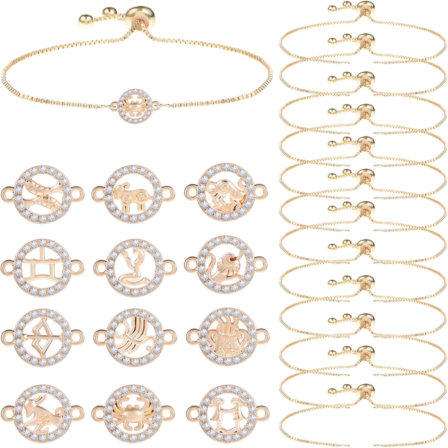 EXCEART 12 Pieces Zodiac Pendant Connector, Double Connectors Charms ...